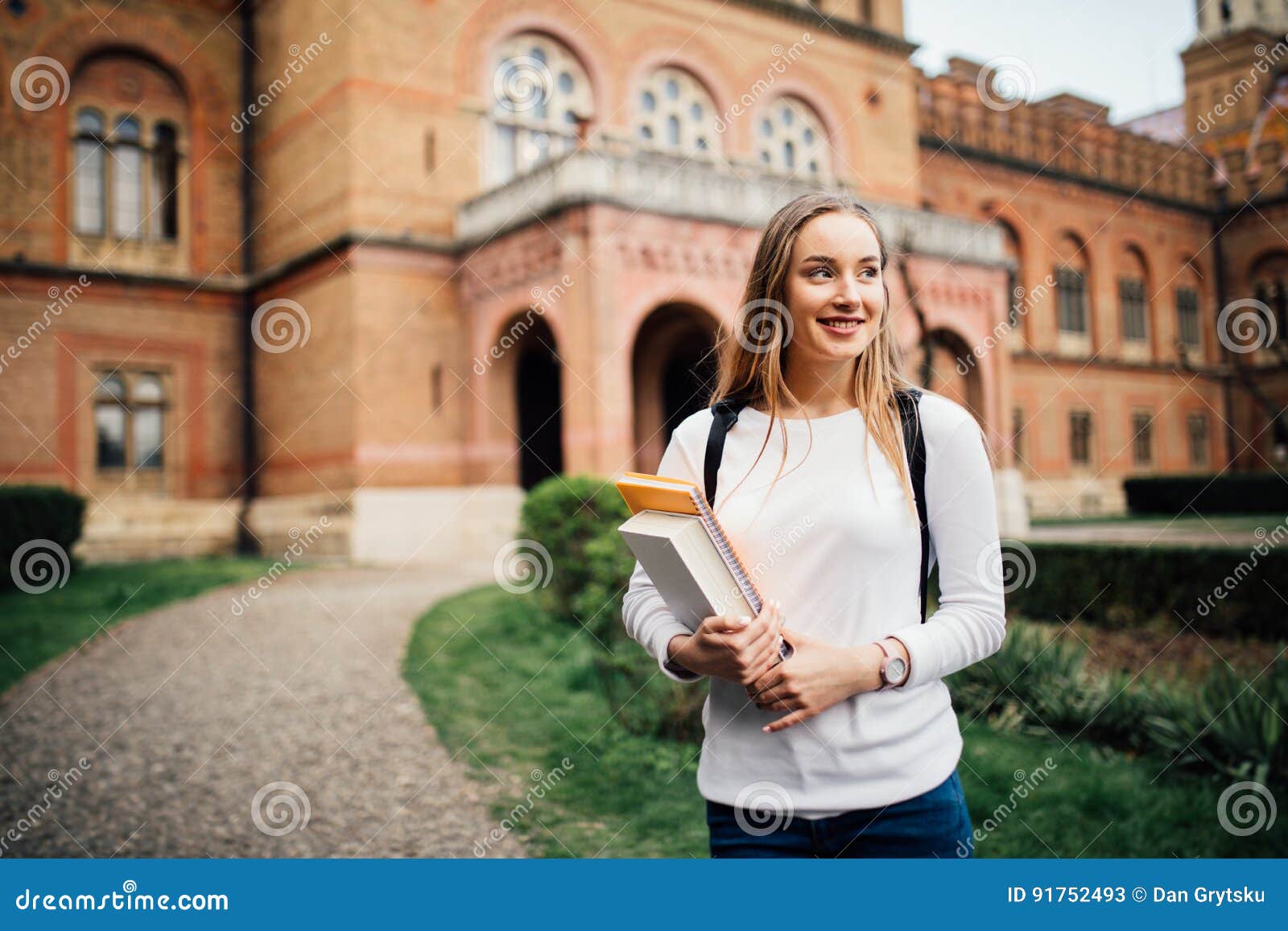 A Portrait of a College Student at Campus Stock Image - Image of female ...