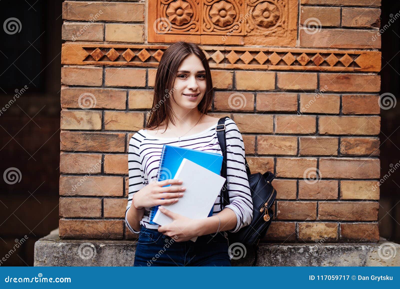 Portrait of a College Student at Campus Outdoors Stock Image - Image of ...