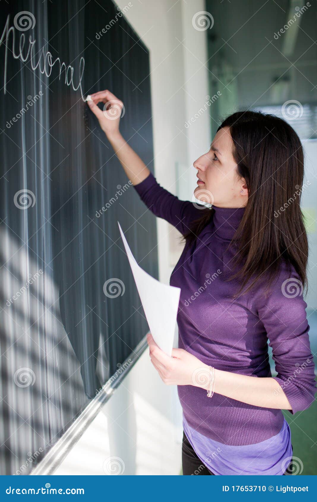 Portrait of College Student in a Classroom Stock Photo - Image of happy ...