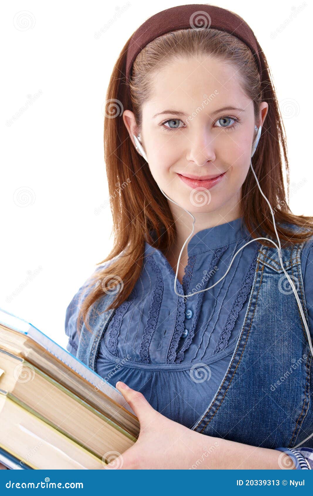 Portrait of College Student Holding Books Smiling Stock Image - Image ...