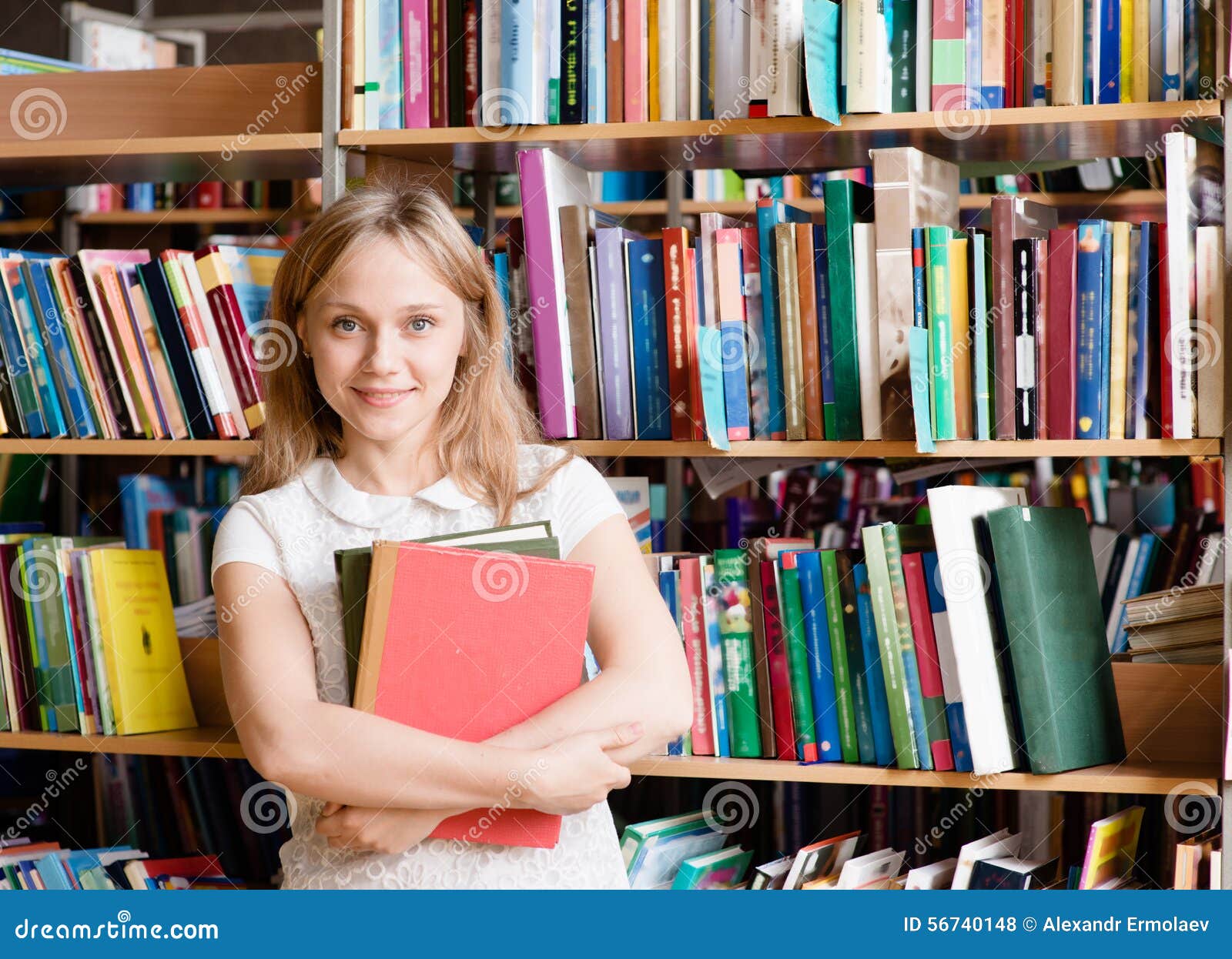 Portrait of a College Student in Library Stock Photo - Image of ...