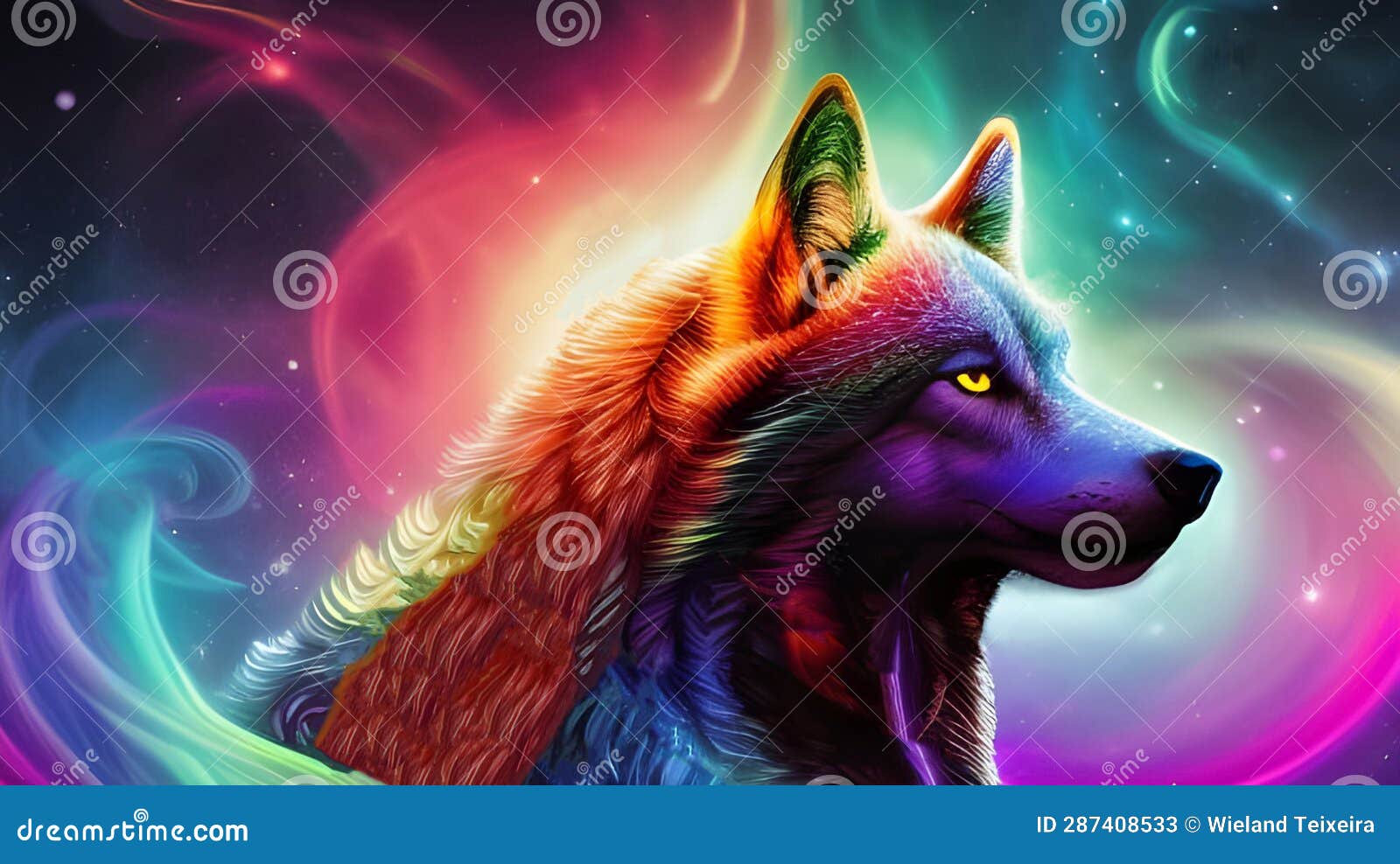 Cosmic wolf stock illustration. Illustration of fantasy - 287408533