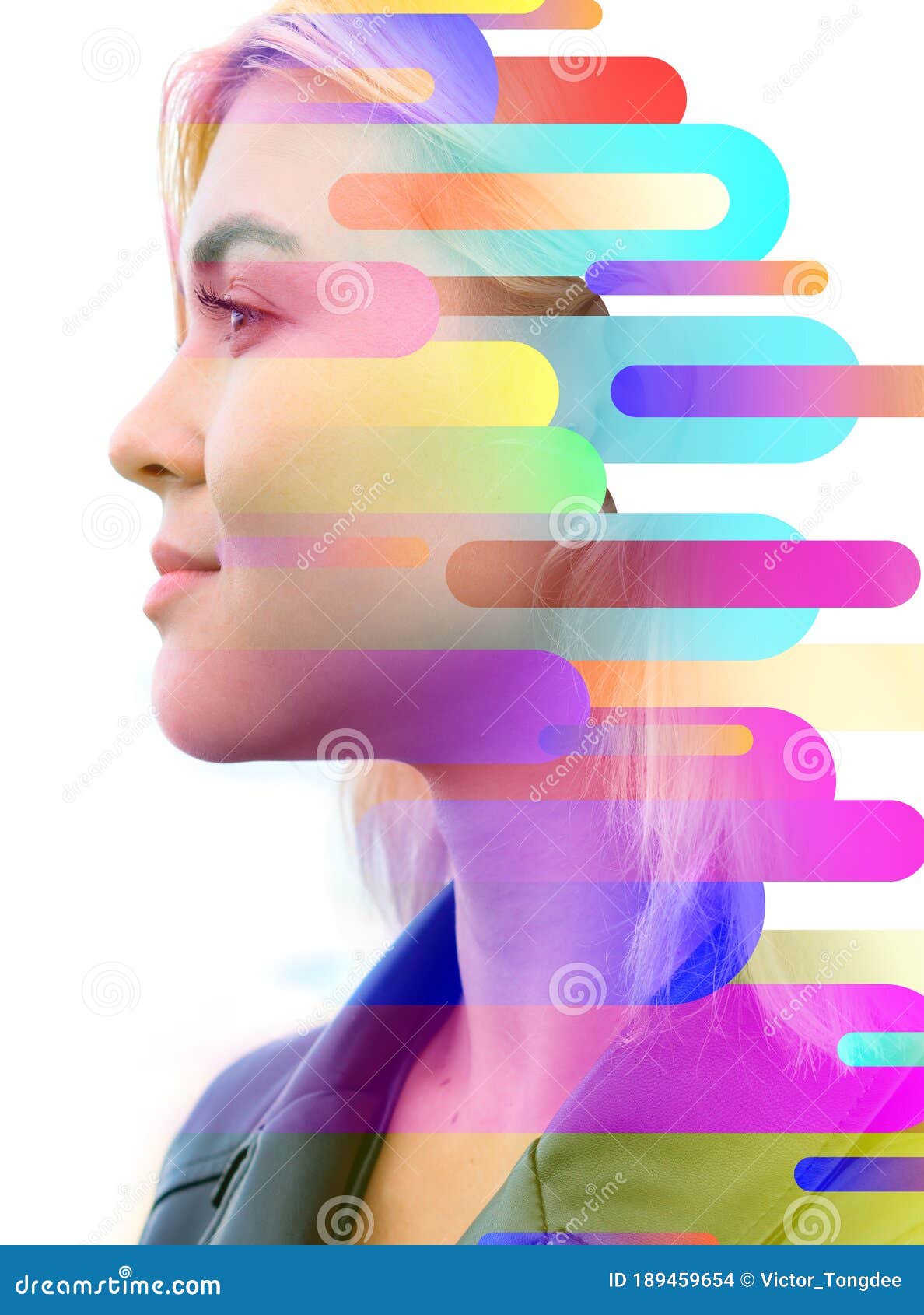 Portrait Combined with a Digital Illustration Stock Illustration ...