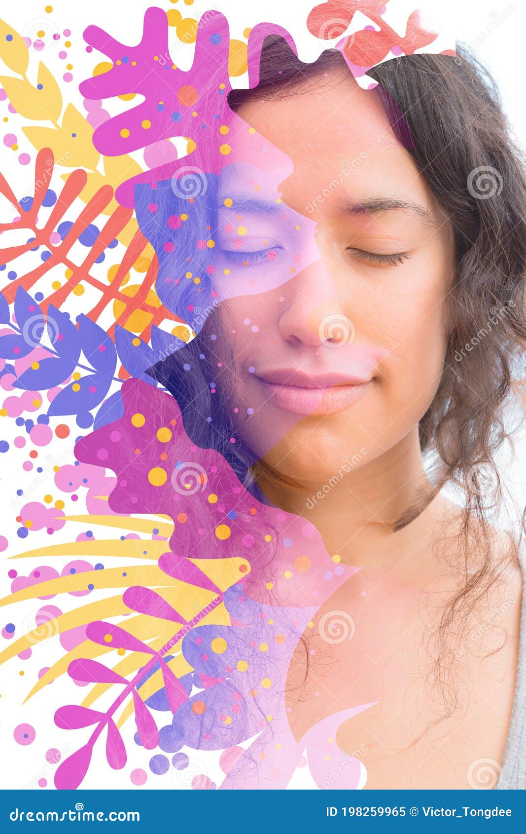 Portrait Combined with a Digital Illustration Stock Image - Image of ...