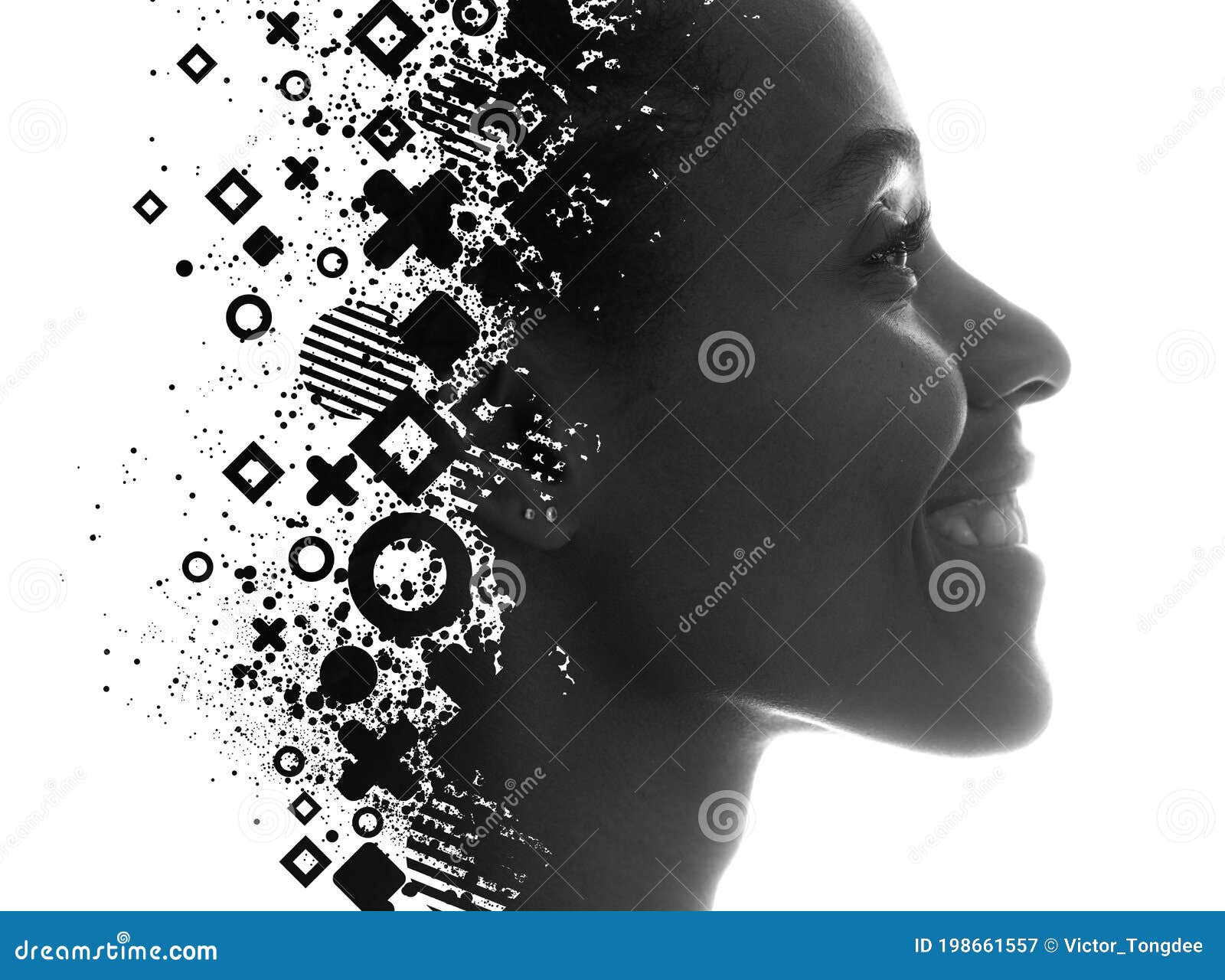 Portrait Combined with a Digital Illustration Stock Image - Image of ...