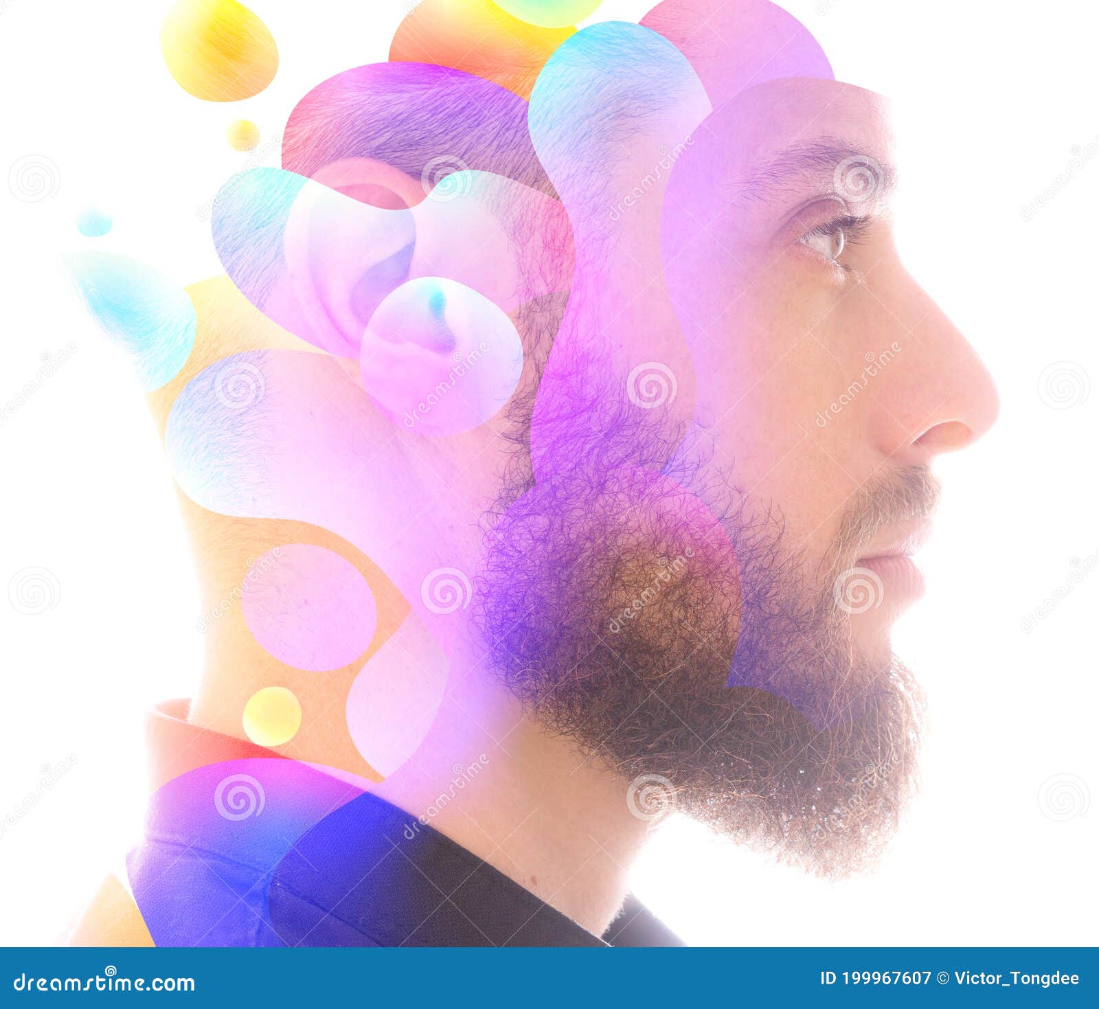 Portrait Combined with a Digital Illustration Stock Image - Image of ...