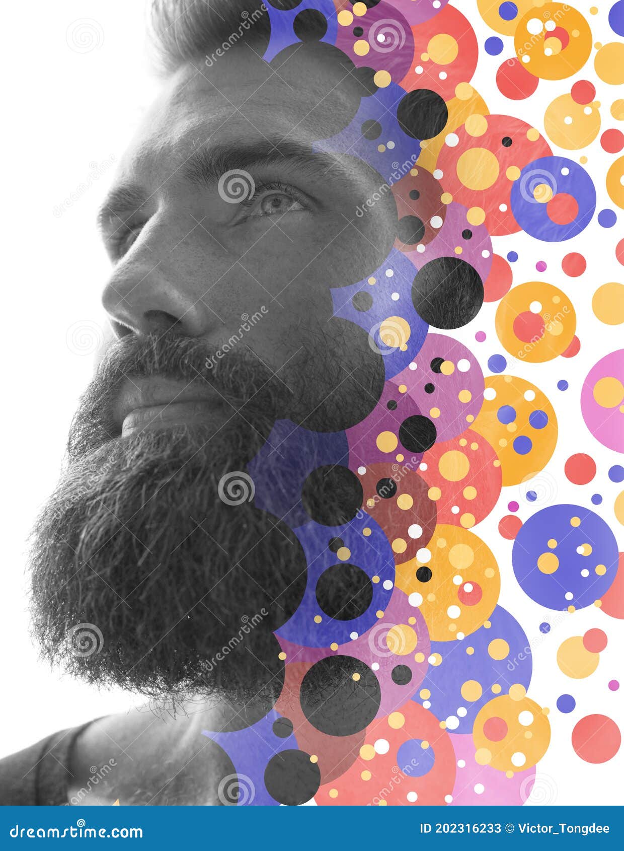 Portrait Combined with a Digital Illustration Stock Image - Image of ...