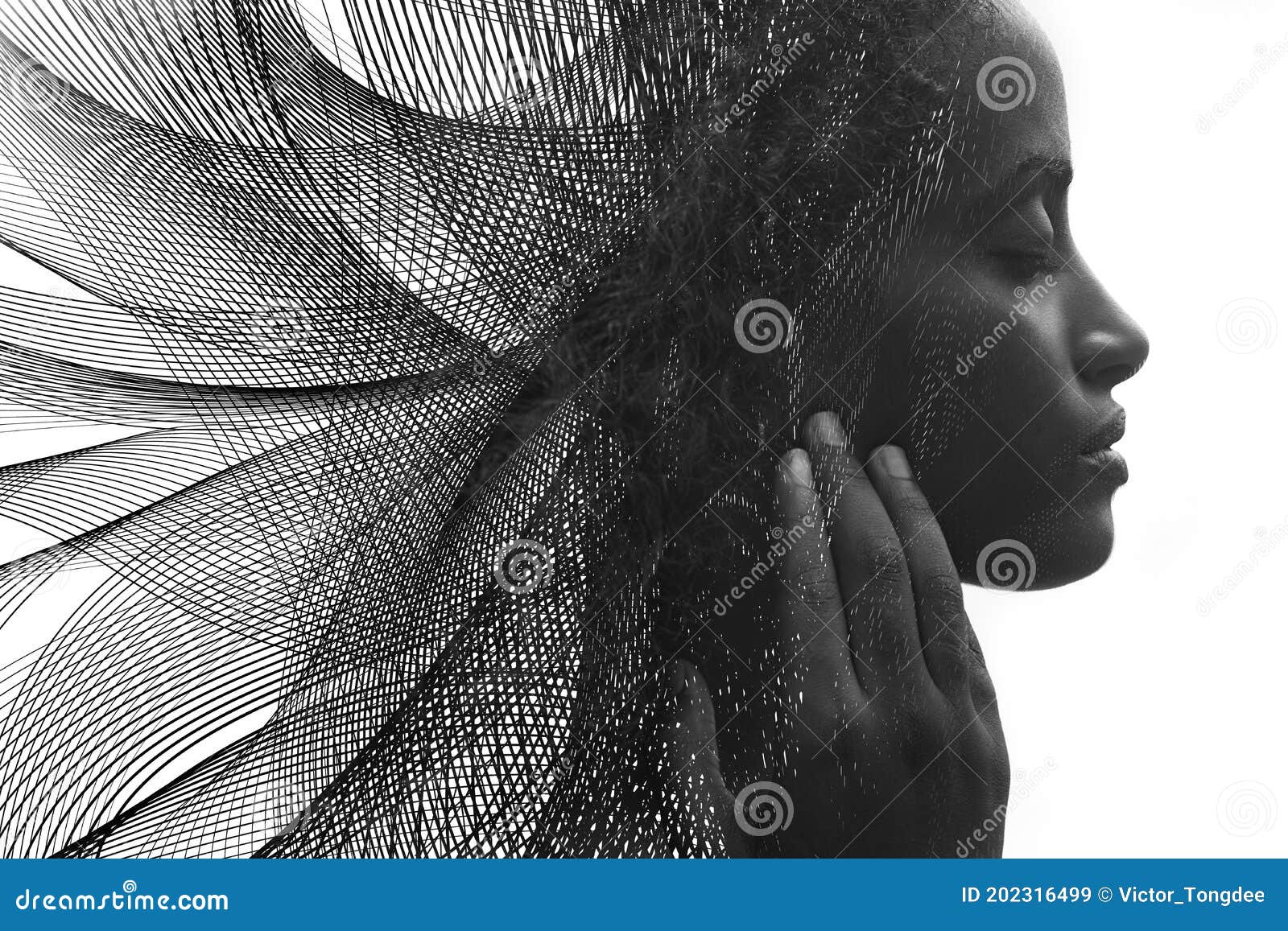 Portrait Combined with a Digital Illustration Stock Image - Image of ...