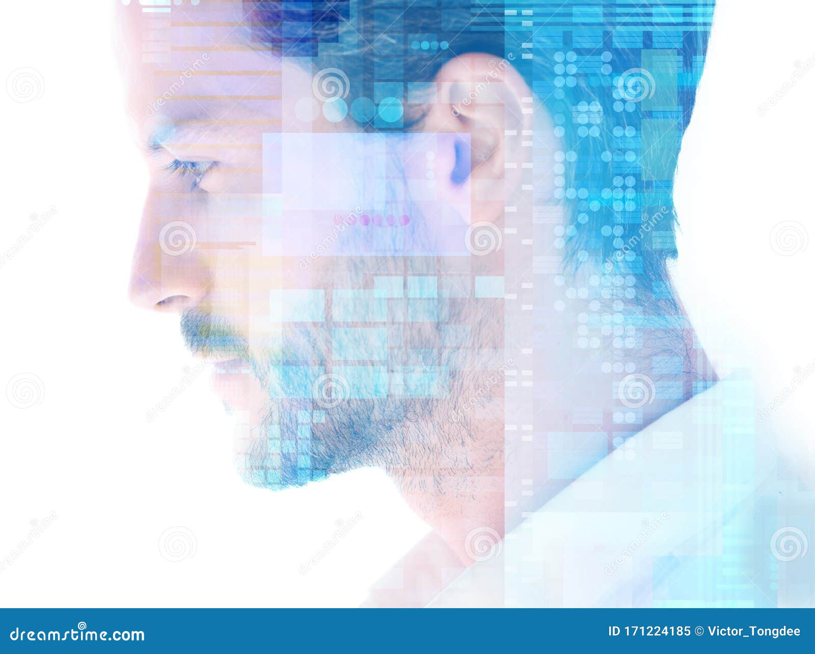 A Portrait Combined with a Digital Illustration Stock Image - Image of ...