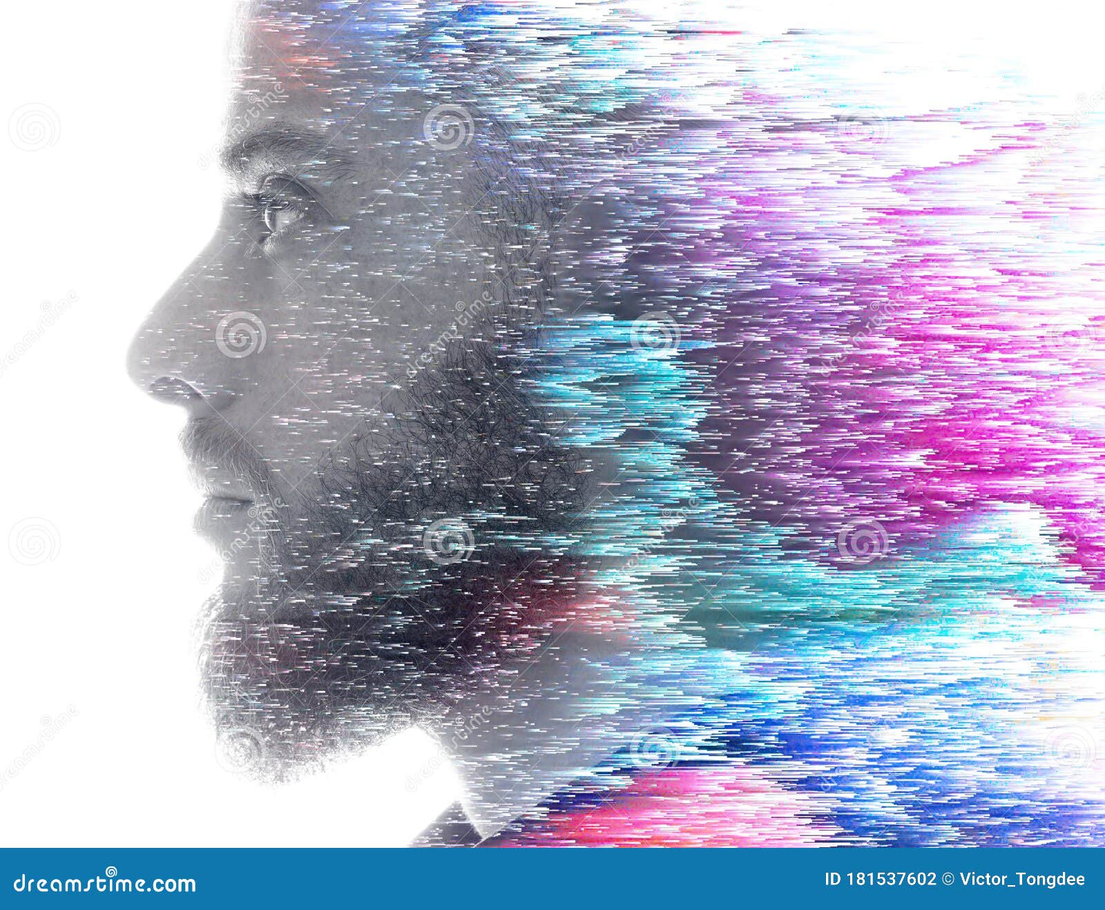 A Portrait Combined with a Digital Illustration. Stock Photo - Image of ...