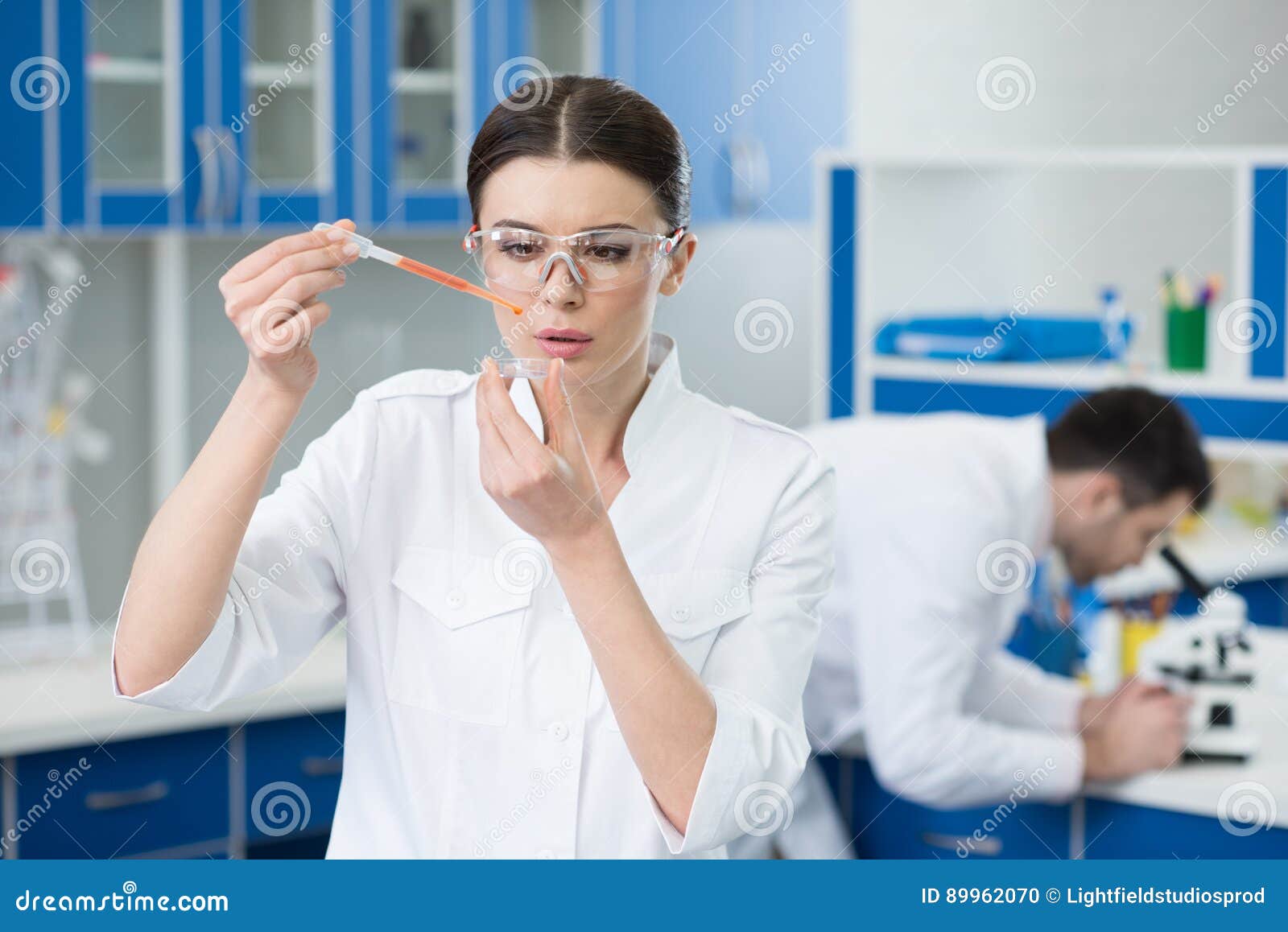 Portrait of Concentrated Woman Scientist Working Stock Photo - Image of ...