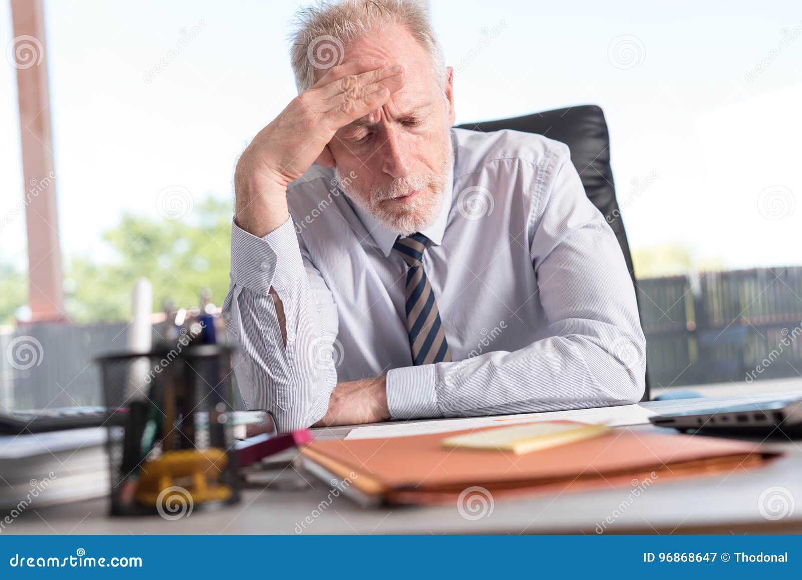 Portrait of Concerned Businessman Stock Image - Image of sadness ...