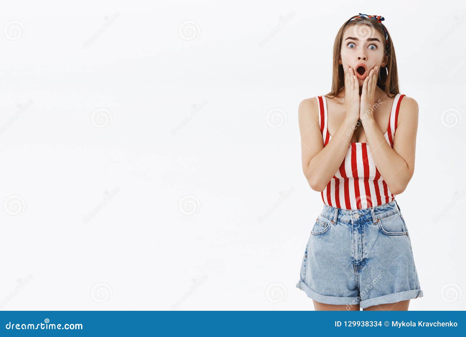 Portrait Of Concerned Shocked And Worried Troubled Cute Woman In