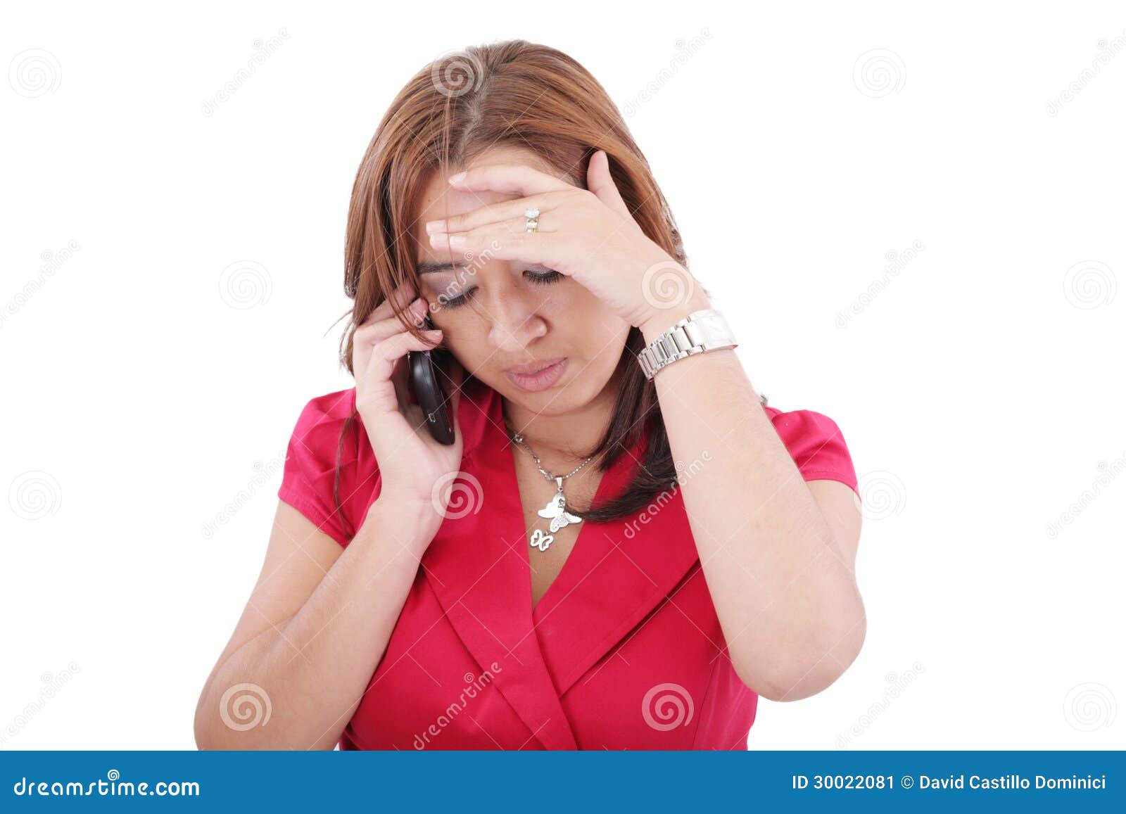 Concerned Woman Talking Mobile Phone Stock Image - Image of woman ...