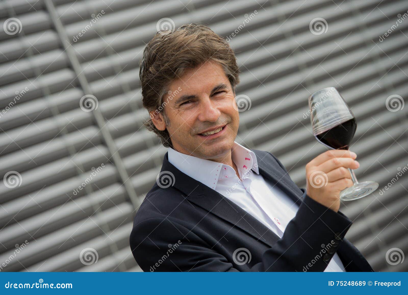 Portrait Confidant Vintner Drinking Red Wine in Winery Stock Image ...