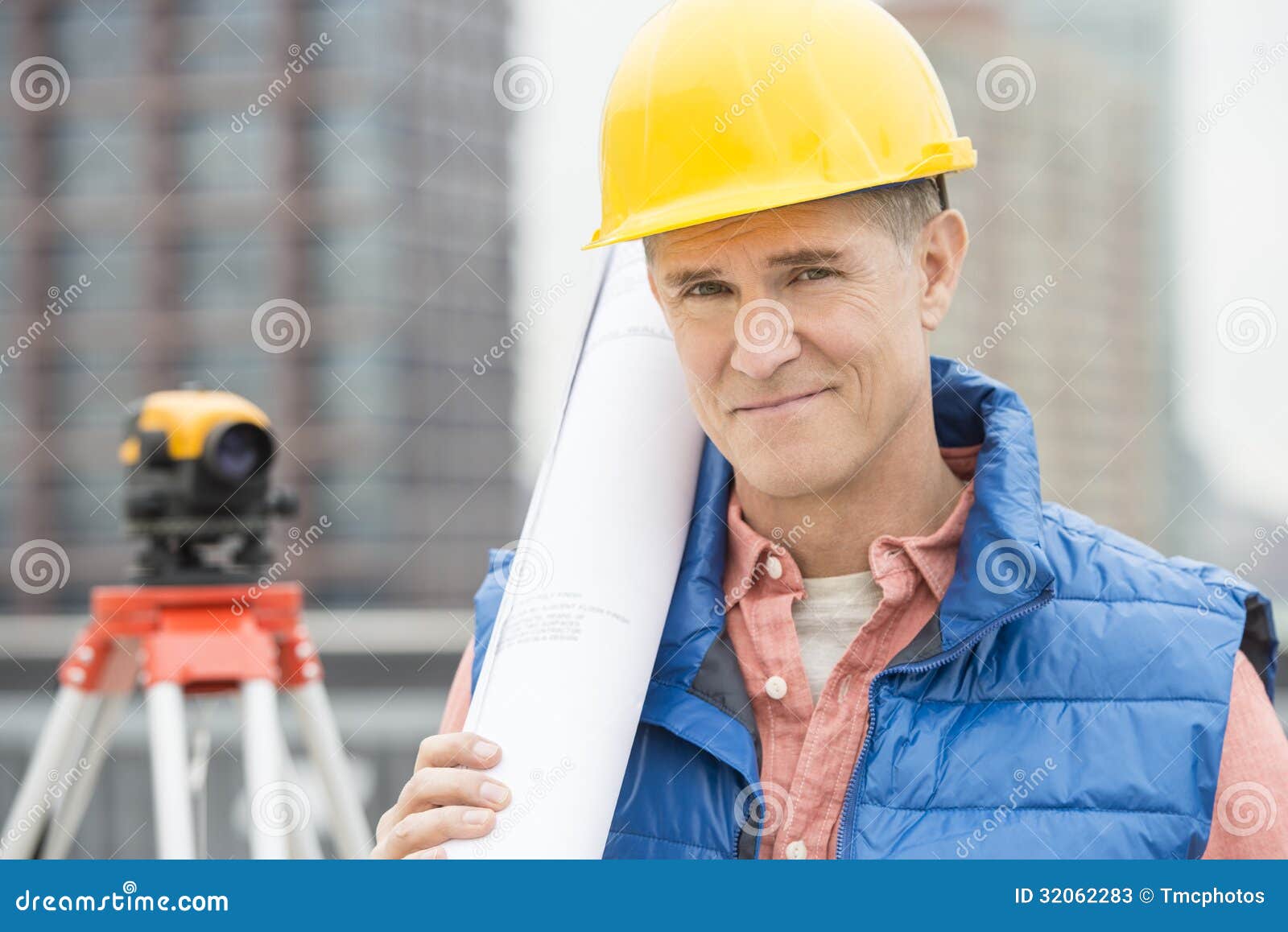 Portrait of Confident Architect Holding Rolled Up Blueprint Stock Image ... Portrait of Confident Architect Holding Rolled Up Blueprint Stock Image ...