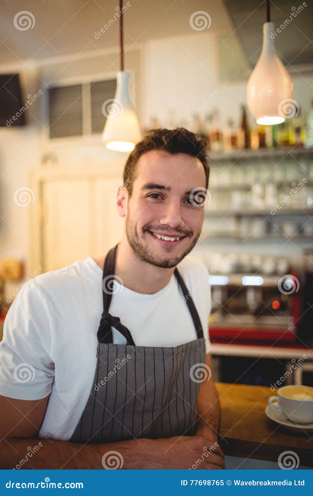 Portrait of Confident Barista at Cafeteria Stock Image - Image of ...