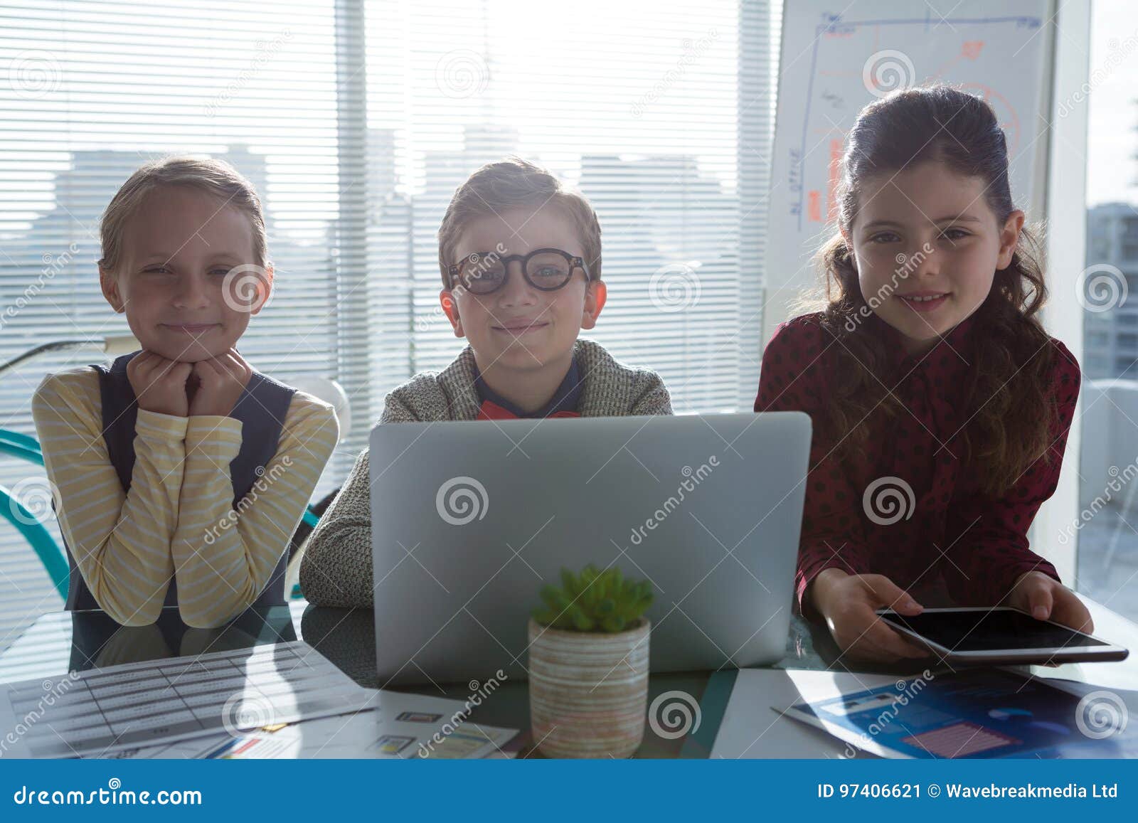 Portrait of Confident Business People Standing at Table Stock Image ...