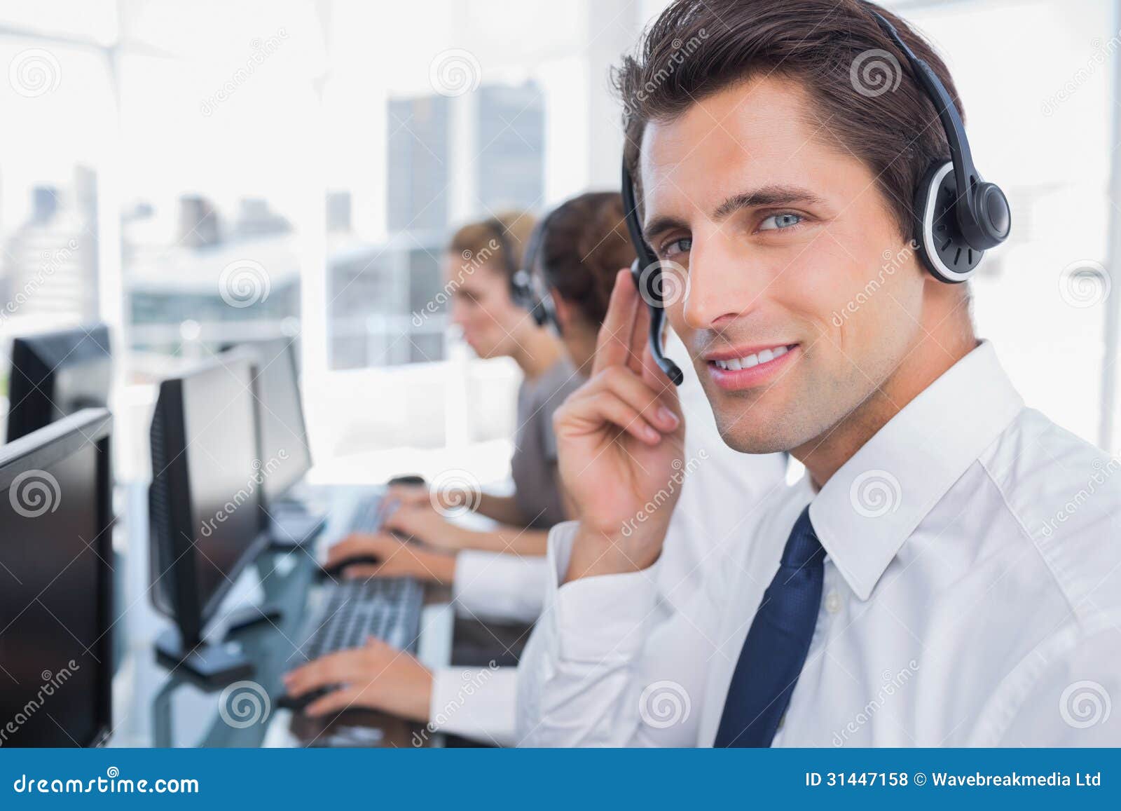 Portrait of a Confident Call Center Agent Stock Photo - Image of desk ...