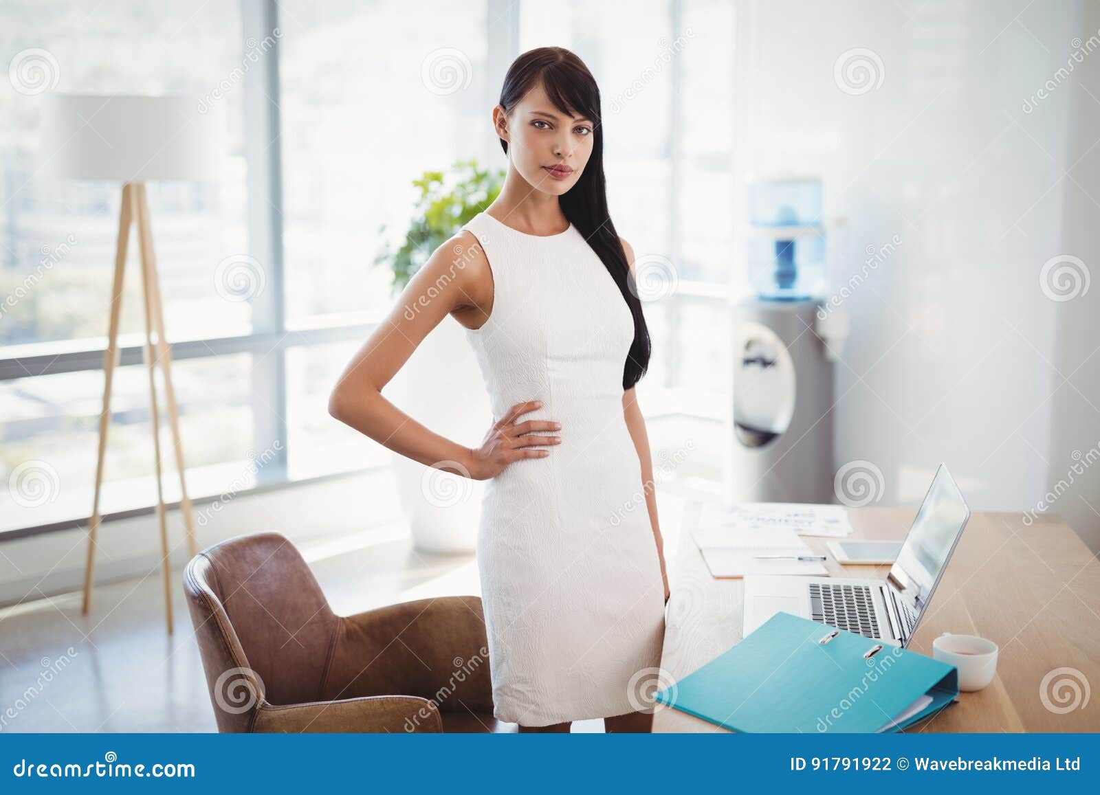 Portrait of Confident Executive Standing at Desk Stock Photo - Image of ...