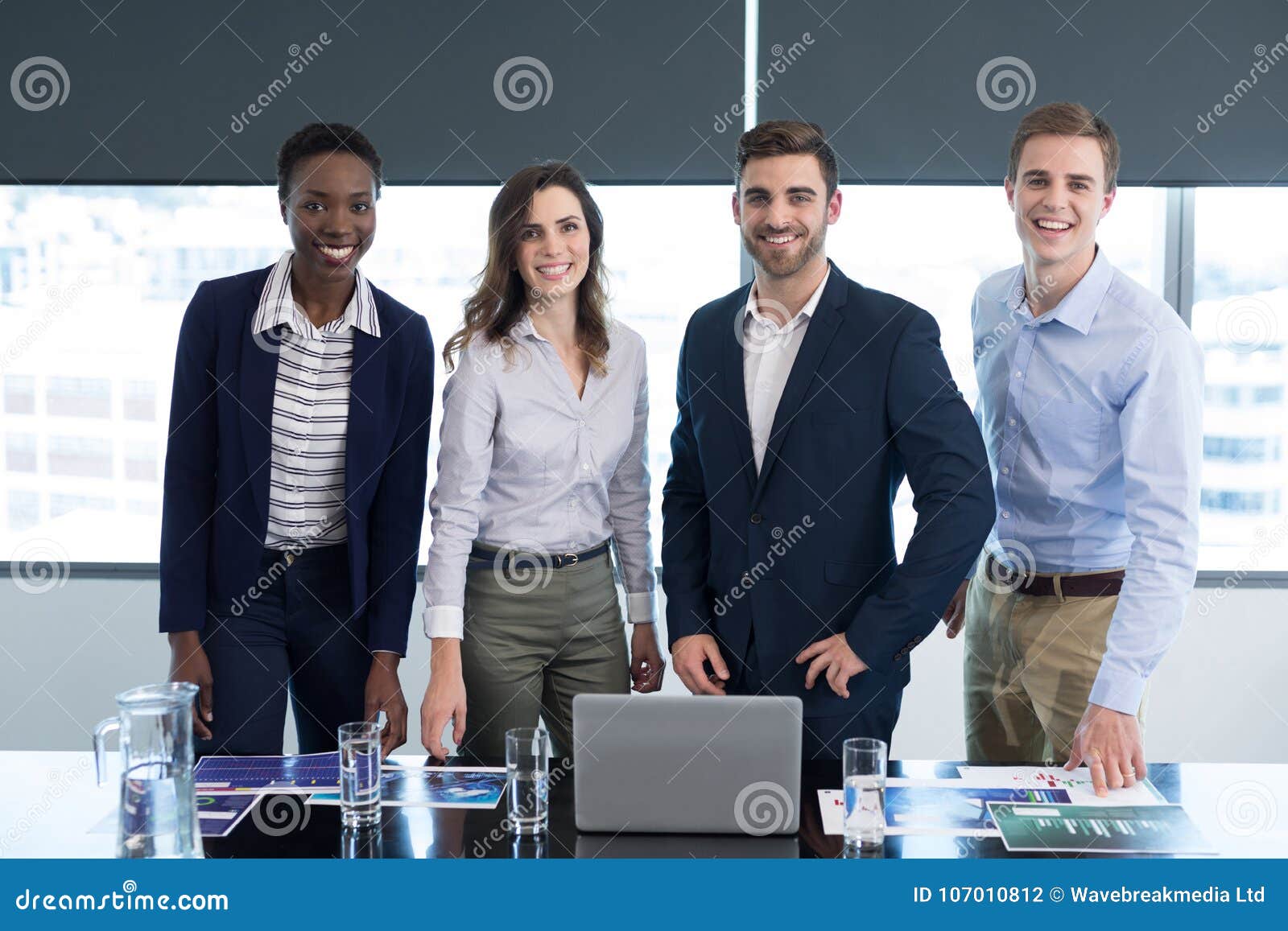 Portrait of Confident Executives Standing at Desk Stock Photo - Image ...