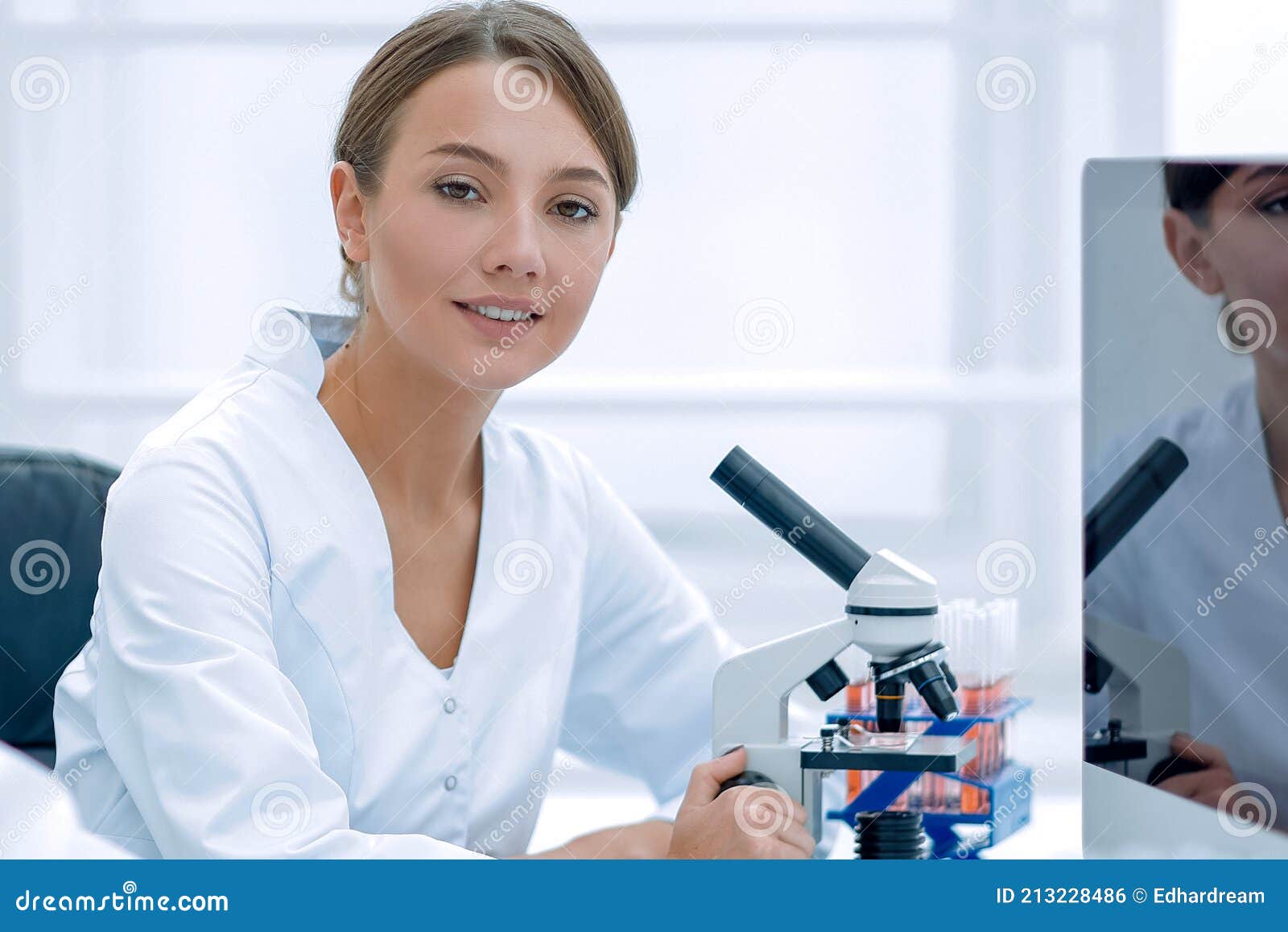 Lab Expert Working on a Test Using Microscope Stock Photo - Image of ...