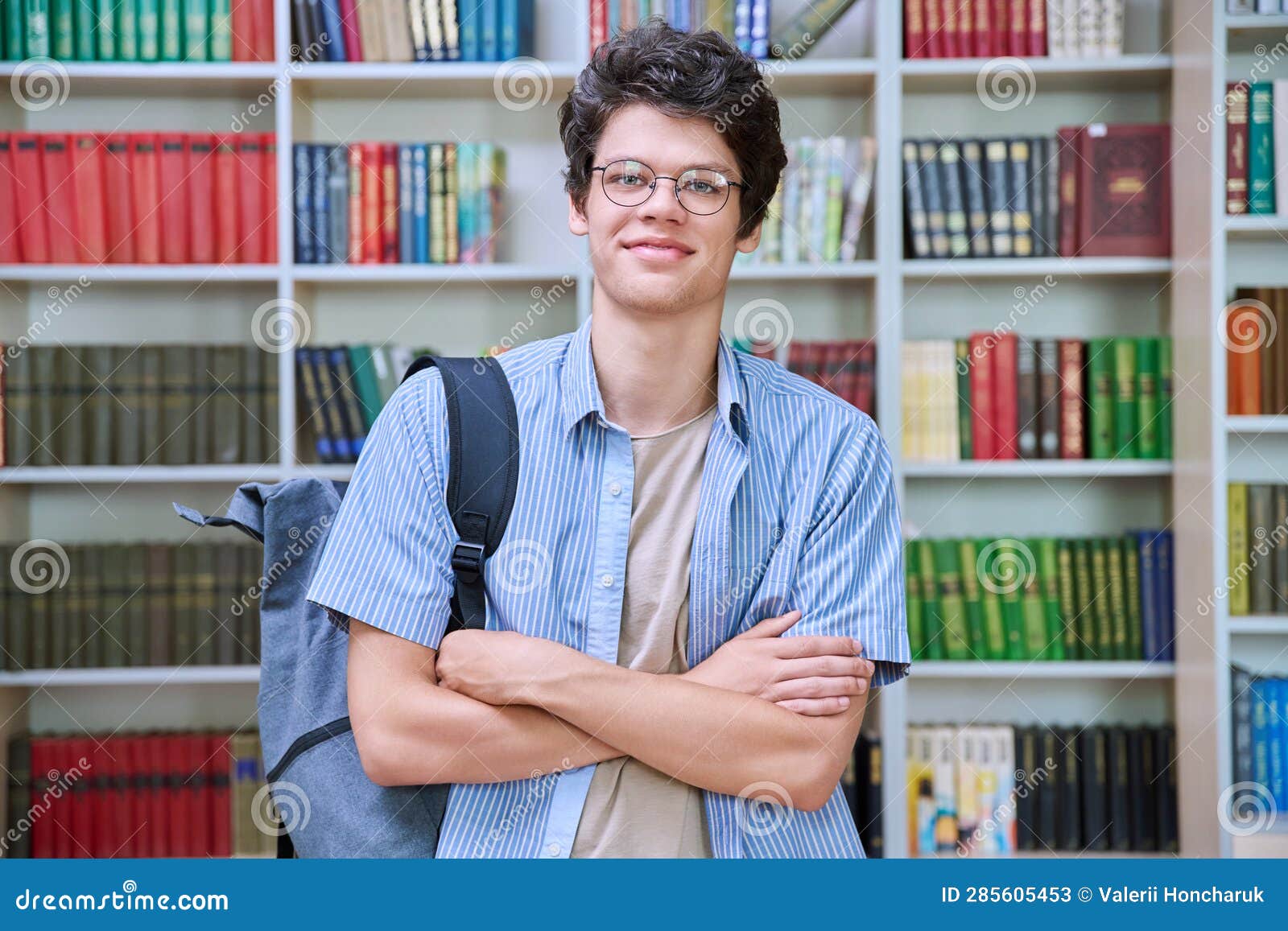 Portrait of Confident Guy College Student Looking at Camera Inside ...