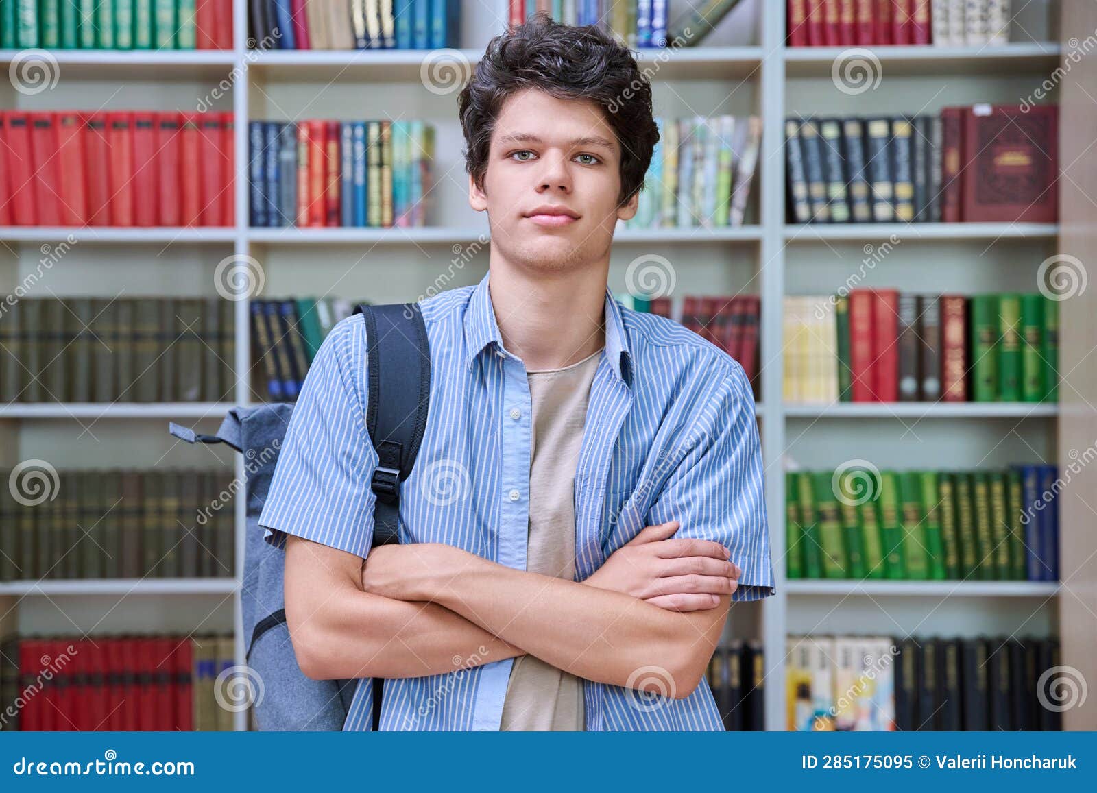 Portrait of Confident Guy College Student Looking at Camera Inside ...