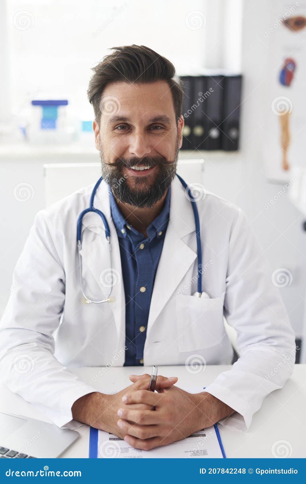 Portrait of Confident Doctor at Work Stock Photo - Image of coat ...