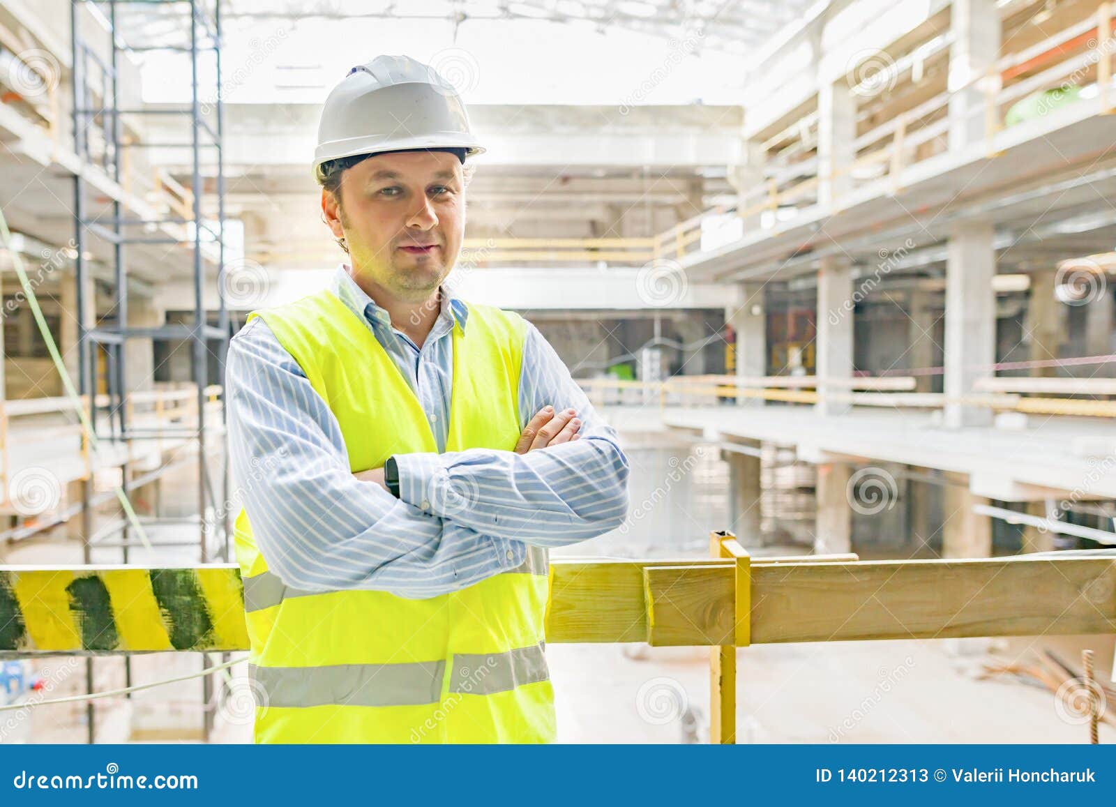 Portrait of Confident Male Builder, Manager, Engineer with Folded Hands ...
