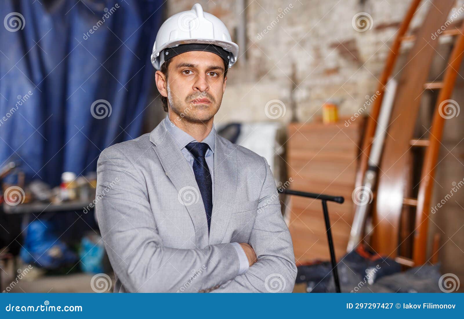 Strict Manager at Construction Site Stock Image - Image of confident ...
