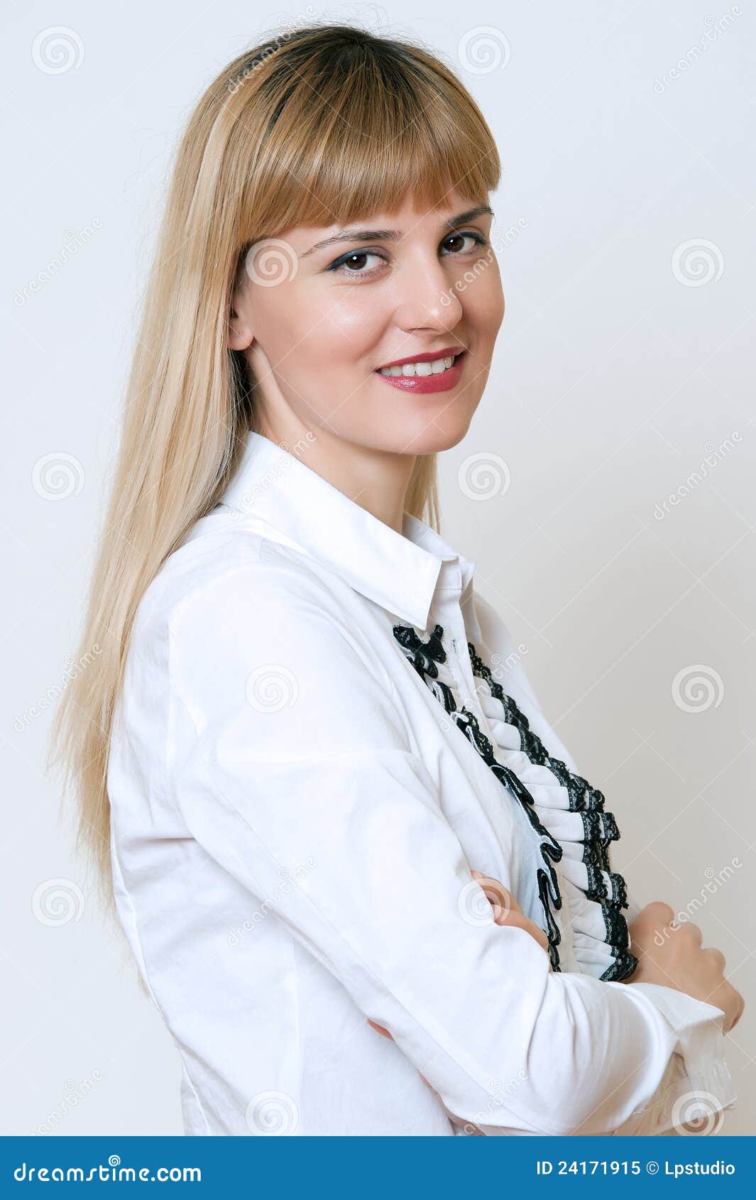 Portrait of a Confident Young Business Lady Standing with Folded Stock ...