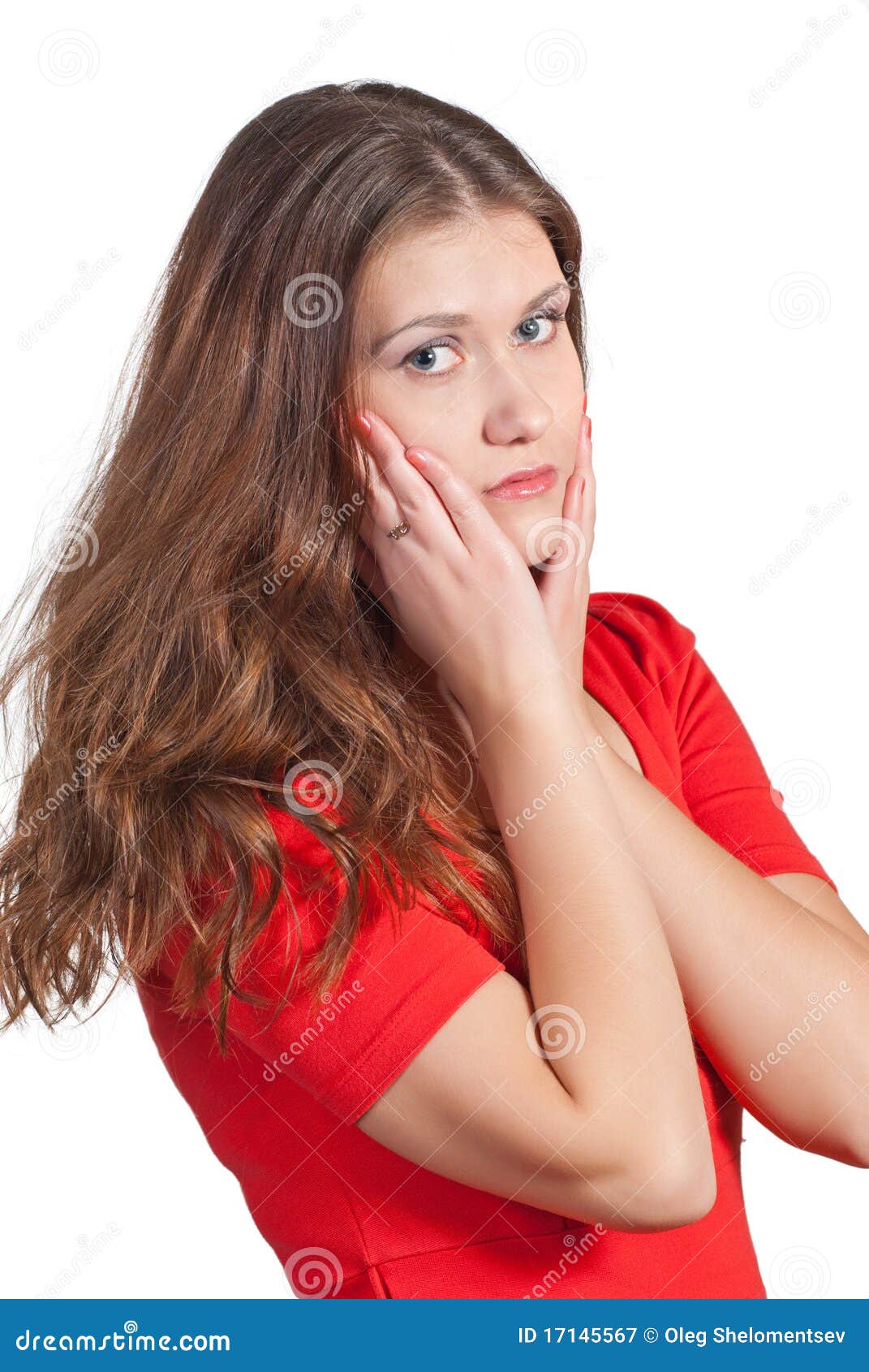 Portrait of a Confused Girl Stock Image - Image of camera, palms: 17145567