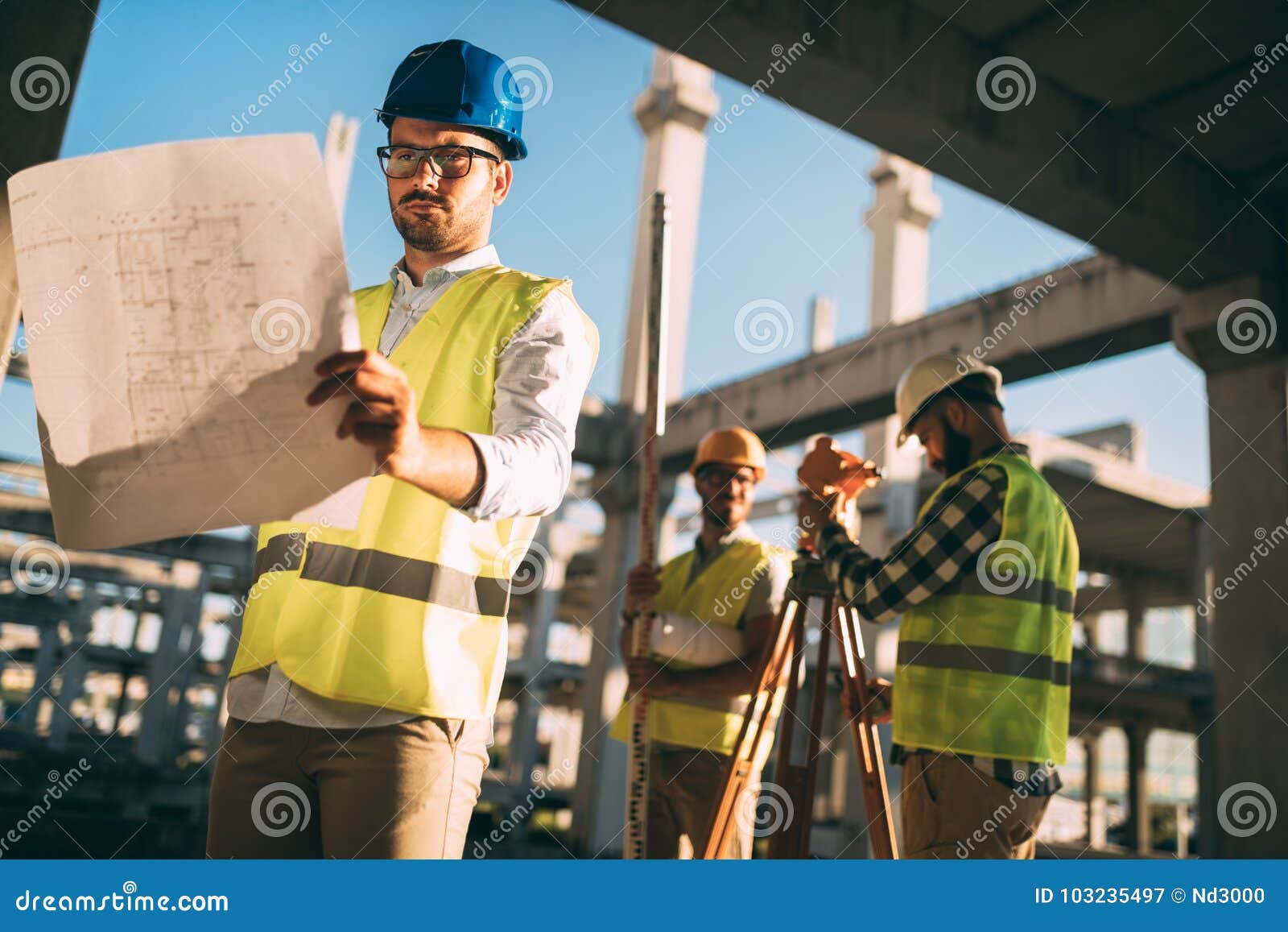 Portrait of Construction Engineers Working on Building Site Stock Image ...