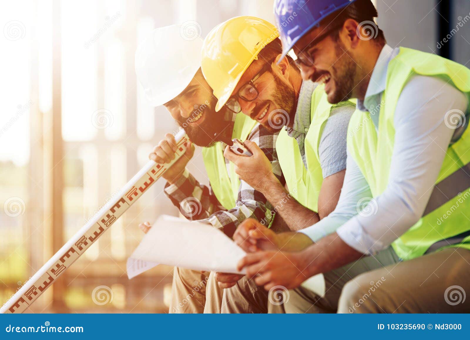 Portrait of Construction Engineers Working on Building Site Stock Photo ...
