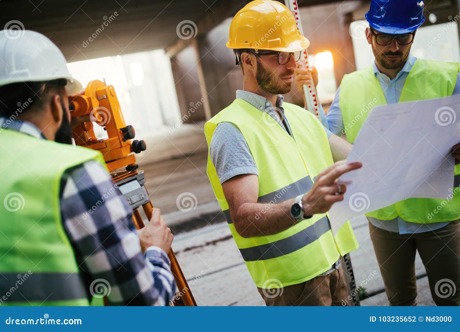 Portrait of Construction Engineers Working on Building Site Stock Photo ...