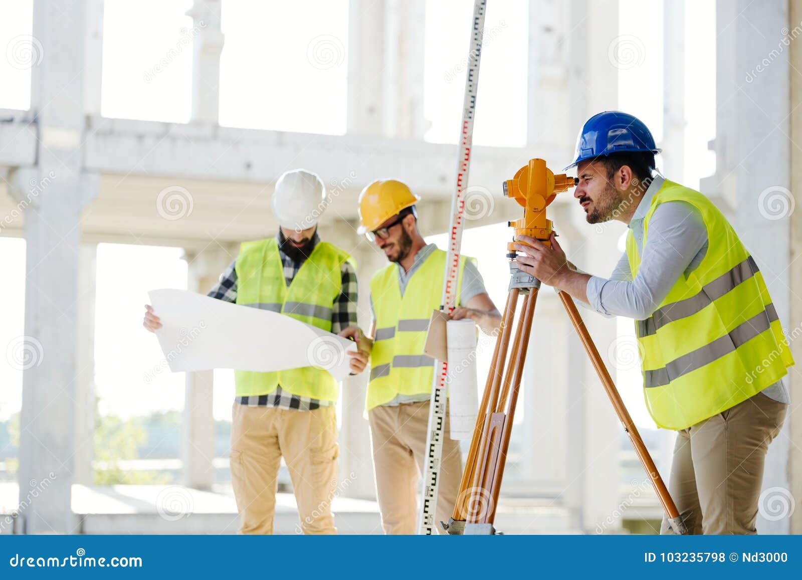 Portrait of Construction Engineers Working on Building Site Stock Photo ...