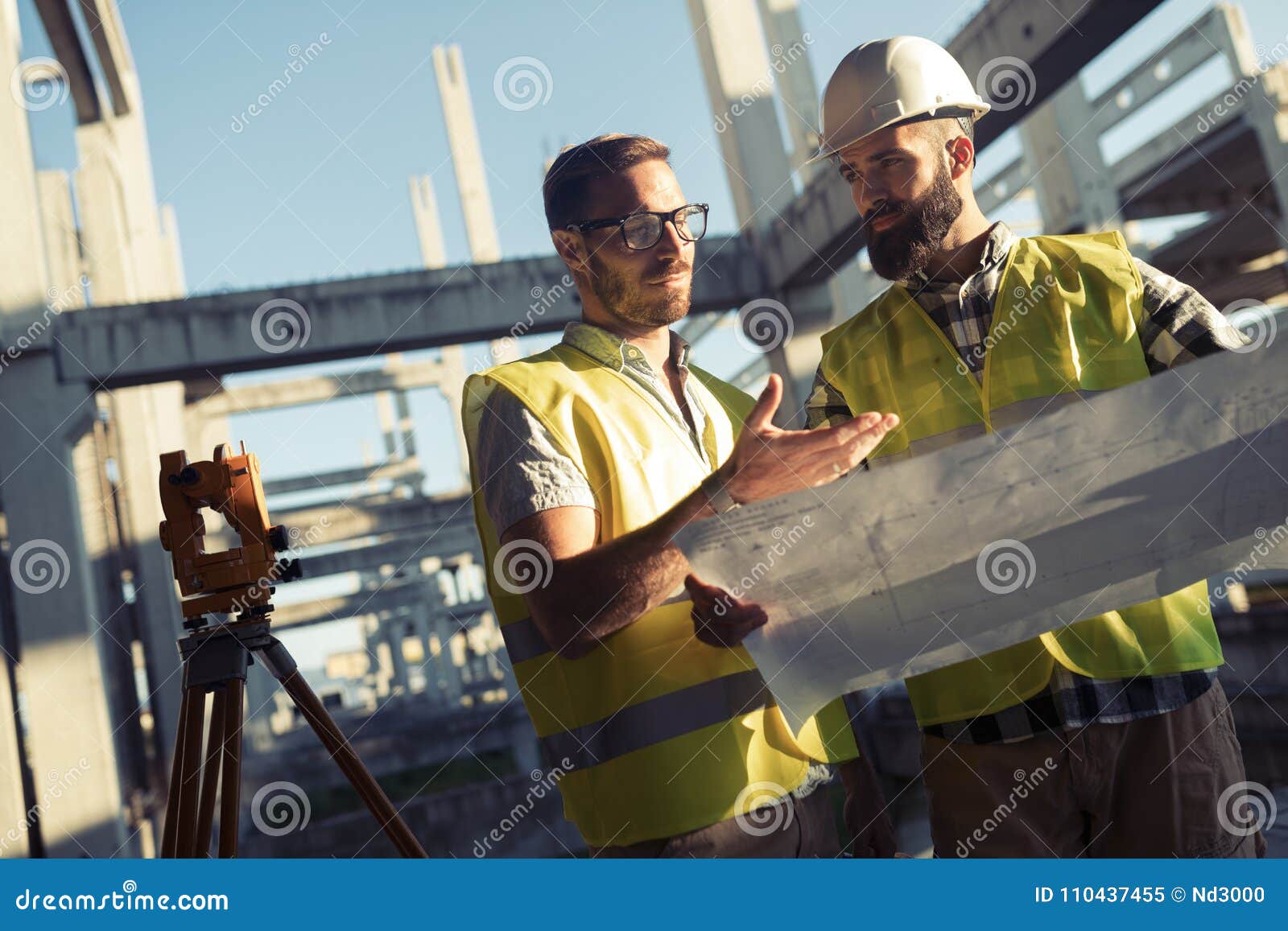 Portrait of Construction Engineers Working on Building Site Stock Image ... Portrait of Construction Engineers Working on Building Site Stock Image ...
