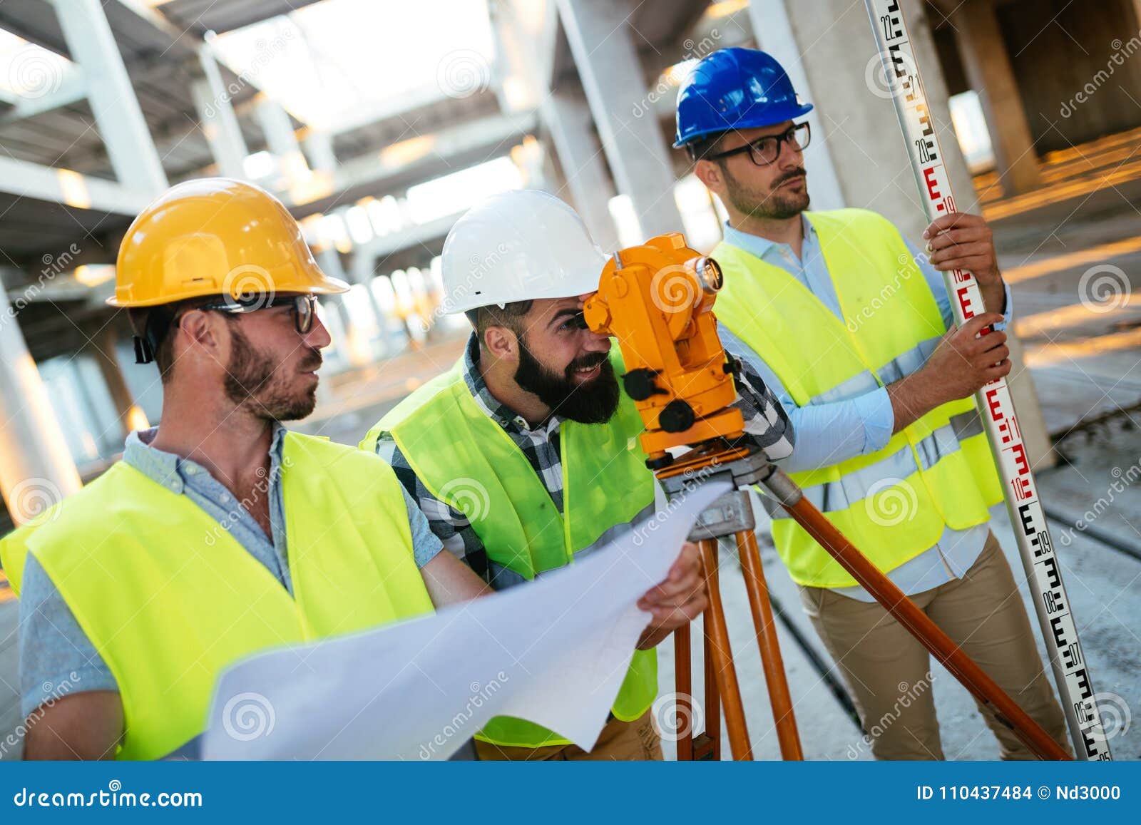 Portrait of Construction Engineers Working on Building Site Stock Photo ...