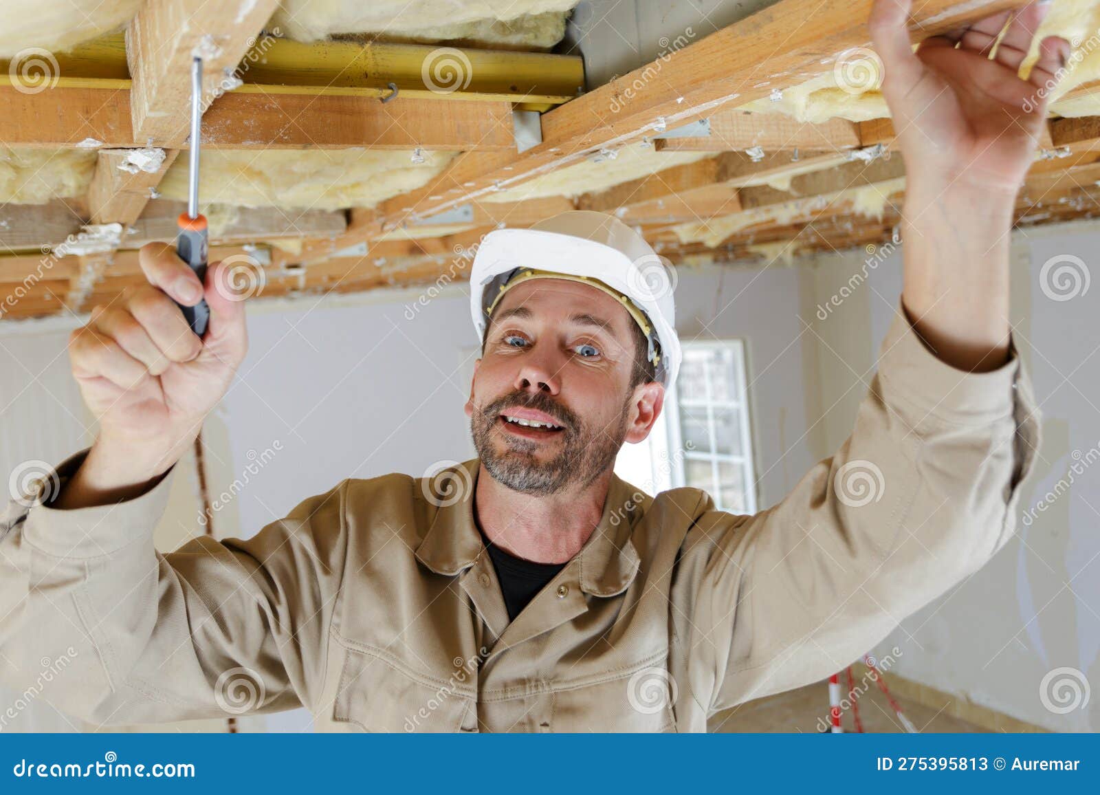 Portrait Construction Man Working Outside Stock Image - Image of ...