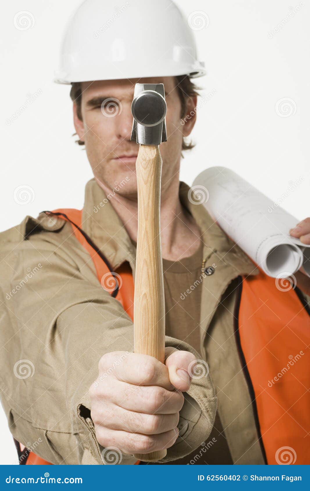 Portrait of a Construction Worker Stock Photo - Image of cutout ...