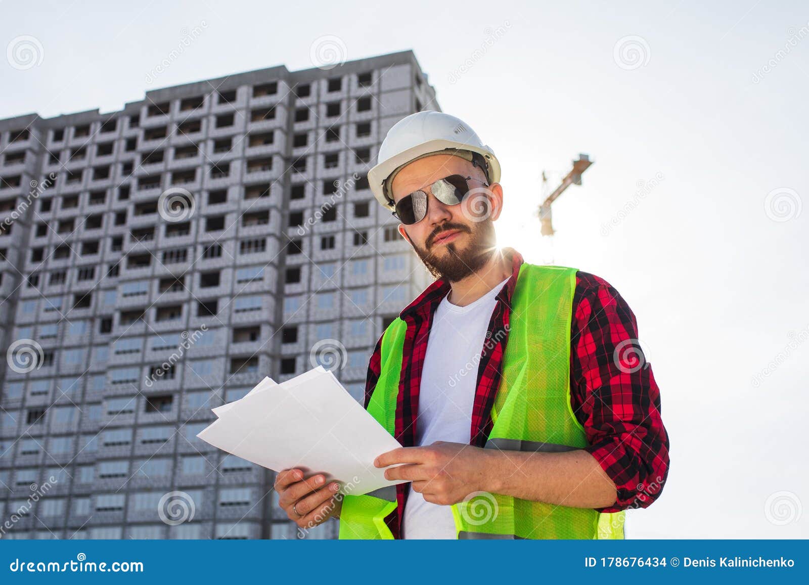 Portrait of Construction Worker on Building Site Stock Photo - Image of ...