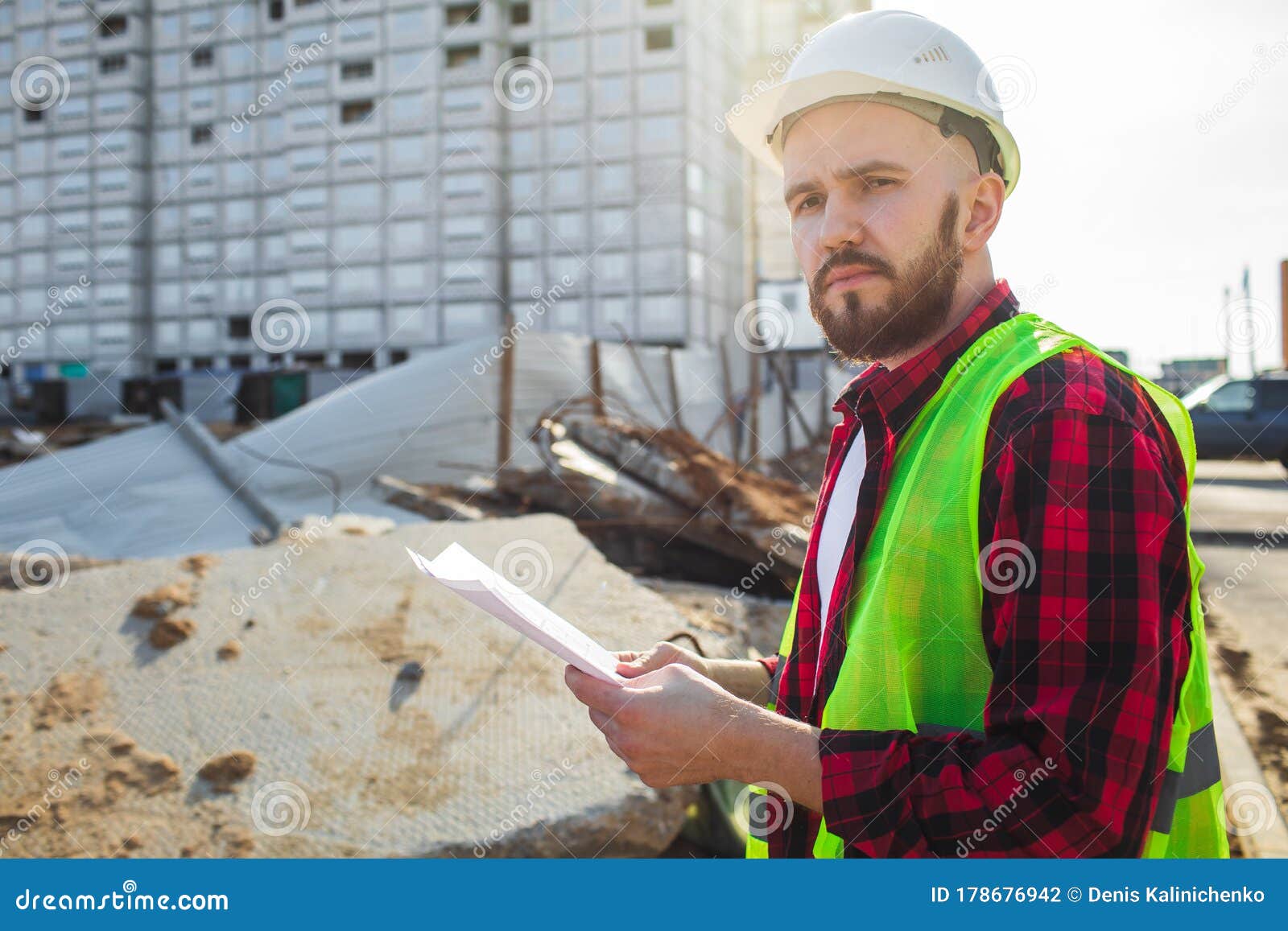 Portrait of Construction Worker on Building Site Stock Photo - Image of ...