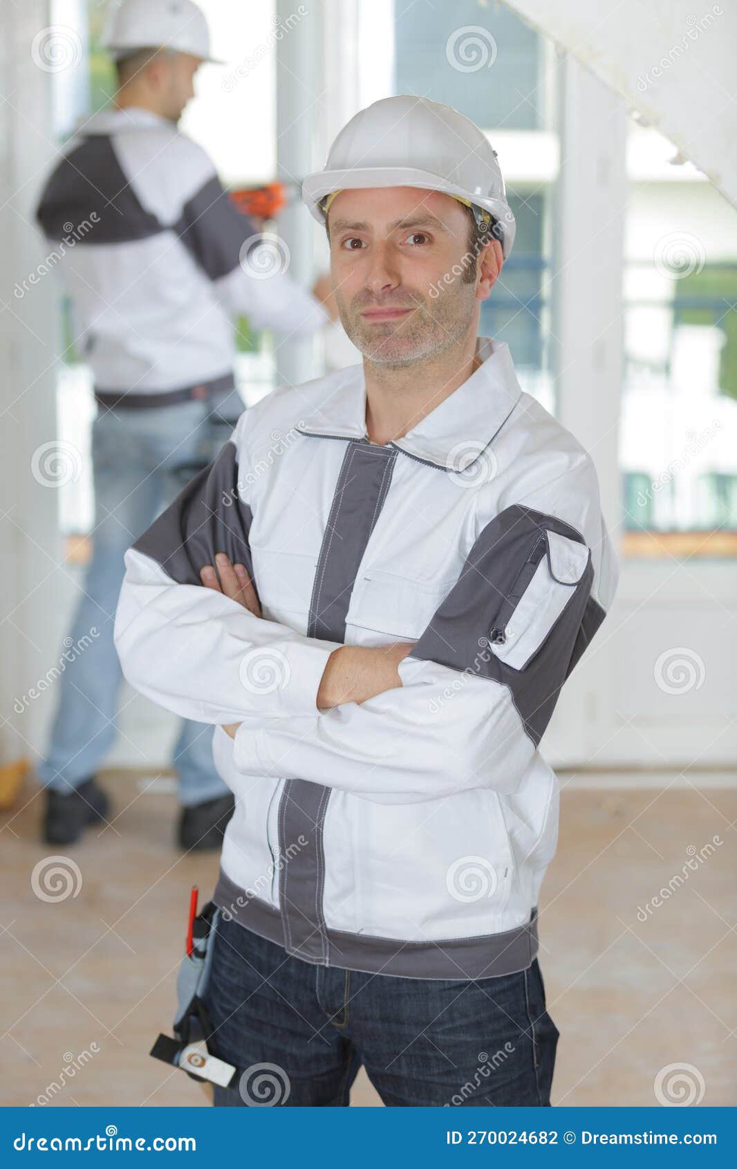 Portrait Construction Worker on Building Site Stock Photo - Image of ...