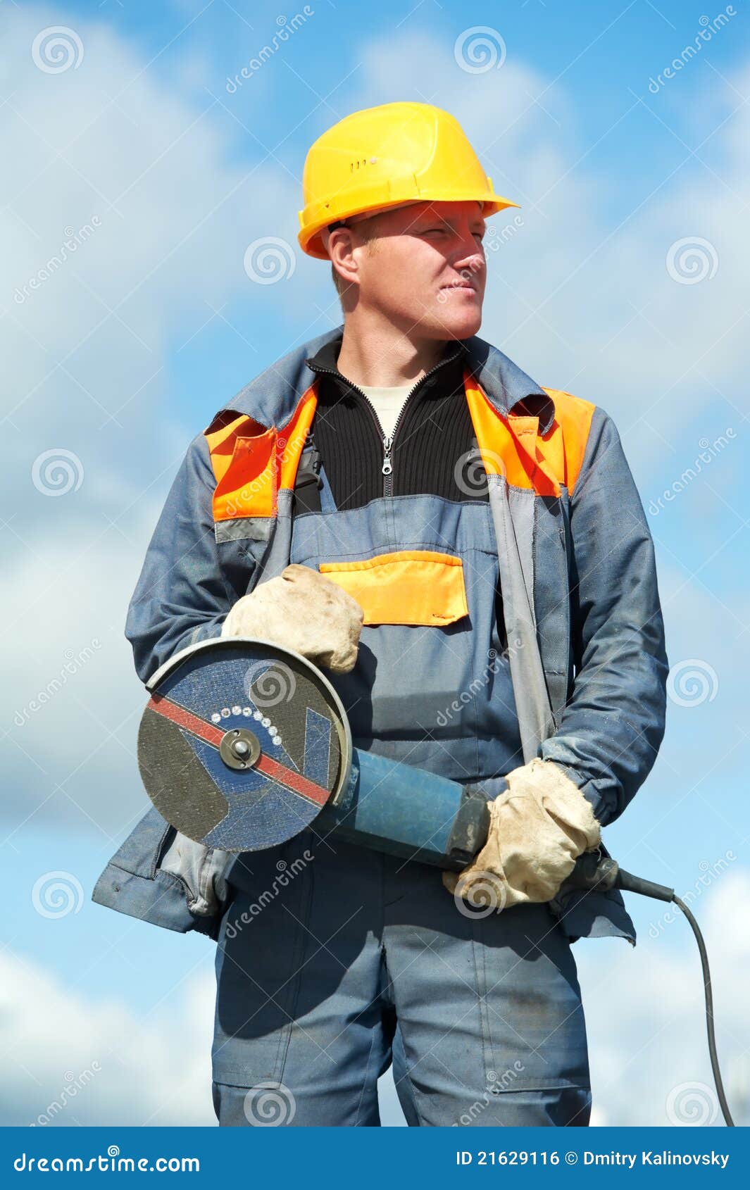 Portrait of Construction Worker with Grinder Stock Photo - Image of ...