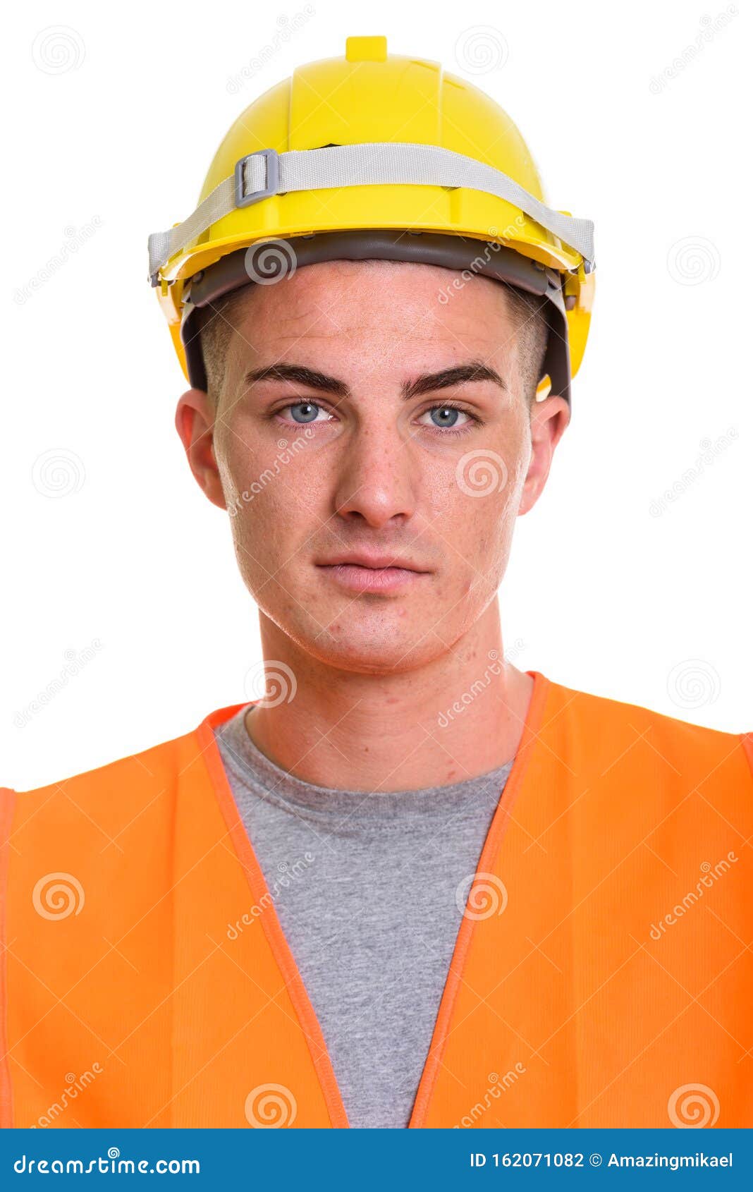 Face of Young Handsome Man Construction Worker Stock Photo - Image of ...