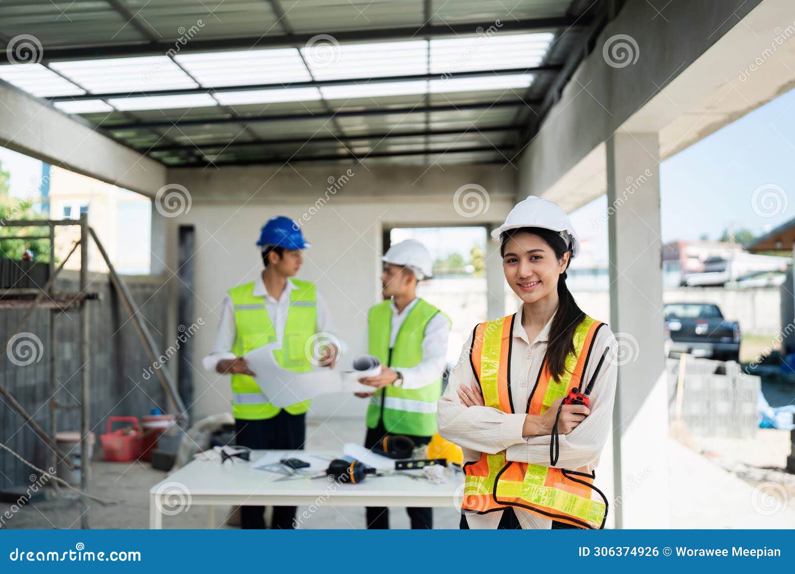 Portrait, Construction Worker and Manager with an Engineer Woman at ...
