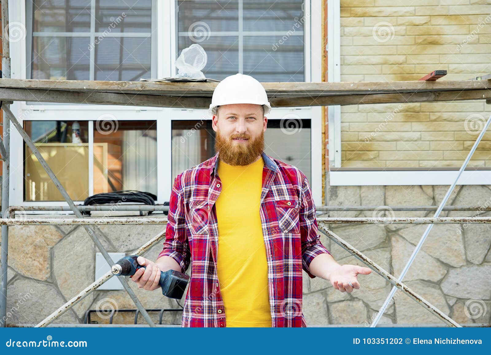 Portrait of Construction Worker Stock Photo - Image of house, indoors ...