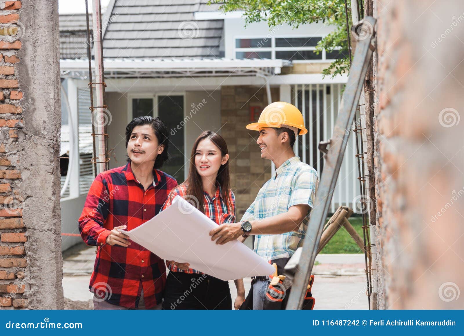 Construction Worker with the House Owner Stock Photo - Image of ...