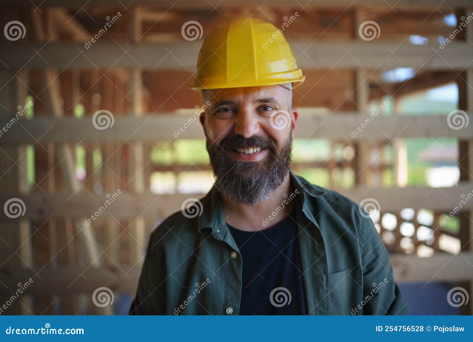 Portrait of Construction Worker Smiling and Looking at Camera, Diy Eco ...